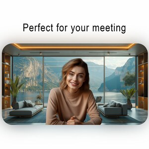 Realistic Virtual Background of Office With Sea and Mountains View ...