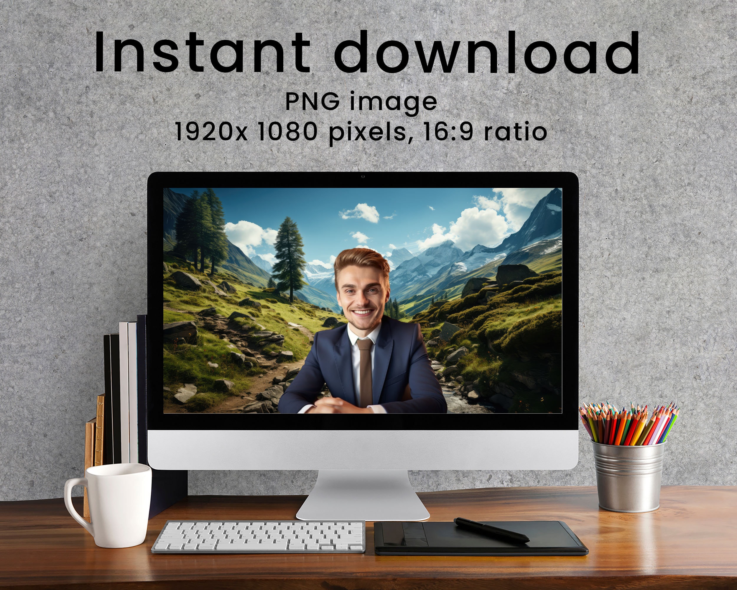 Realistic Virtual Background With Mountain View in Alps | Suitable for ...