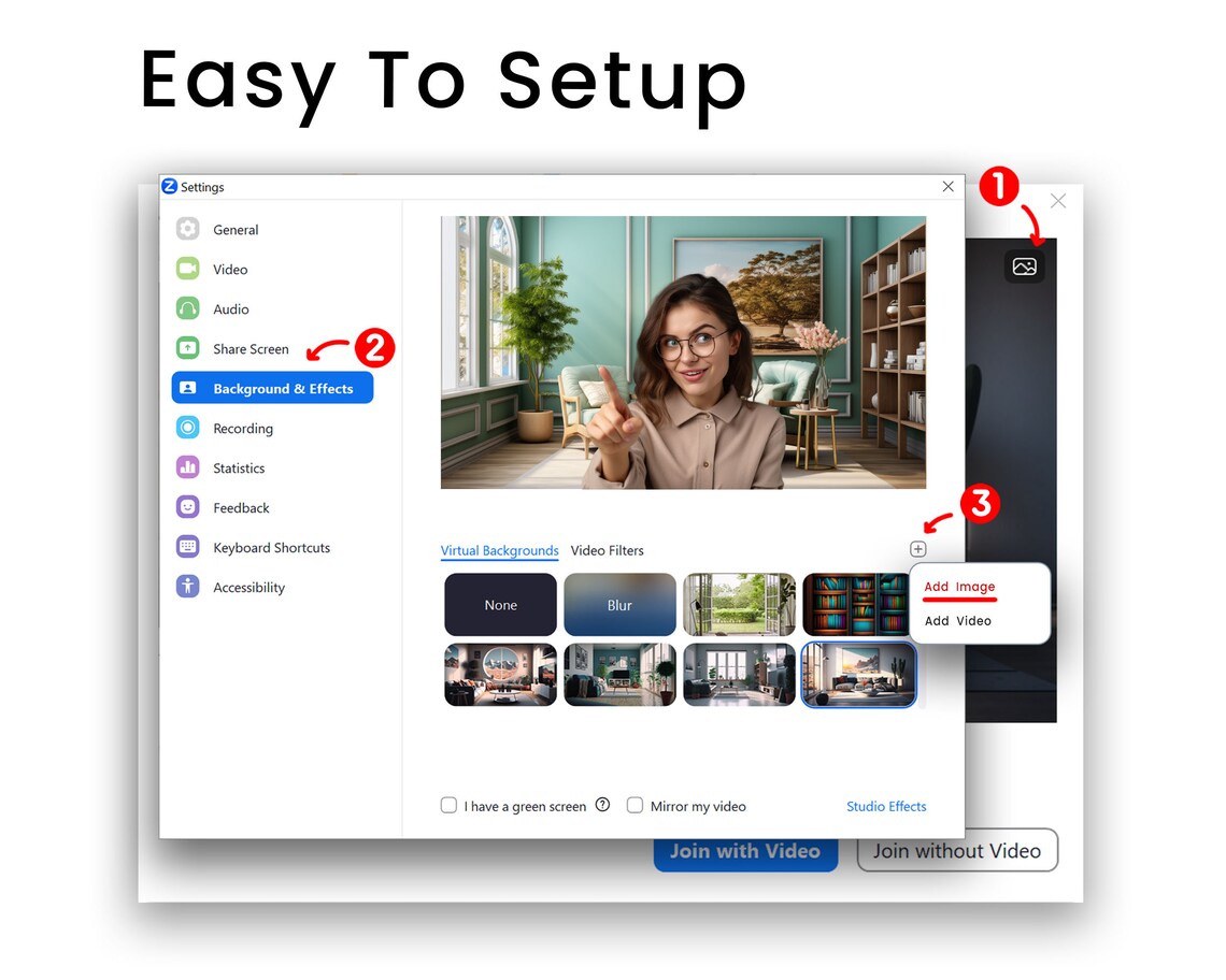 Realistic Virtual Background With a Psychotherapist Room View ...