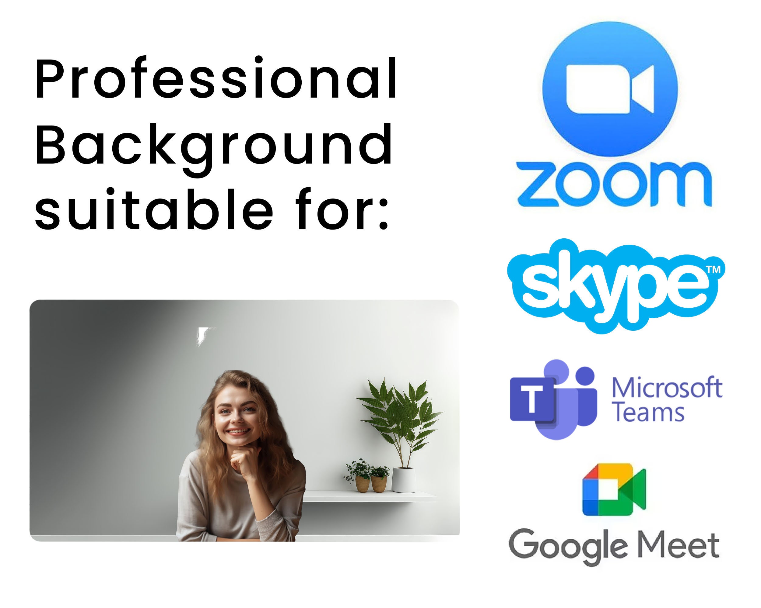 Realistic Virtual Background of Minimalistic Wall With a Plant ...