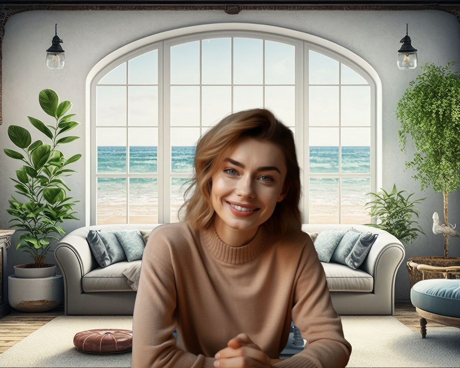 Sea View Living Room | Zoom Virtual Backgrounds | Microsoft Teams ...