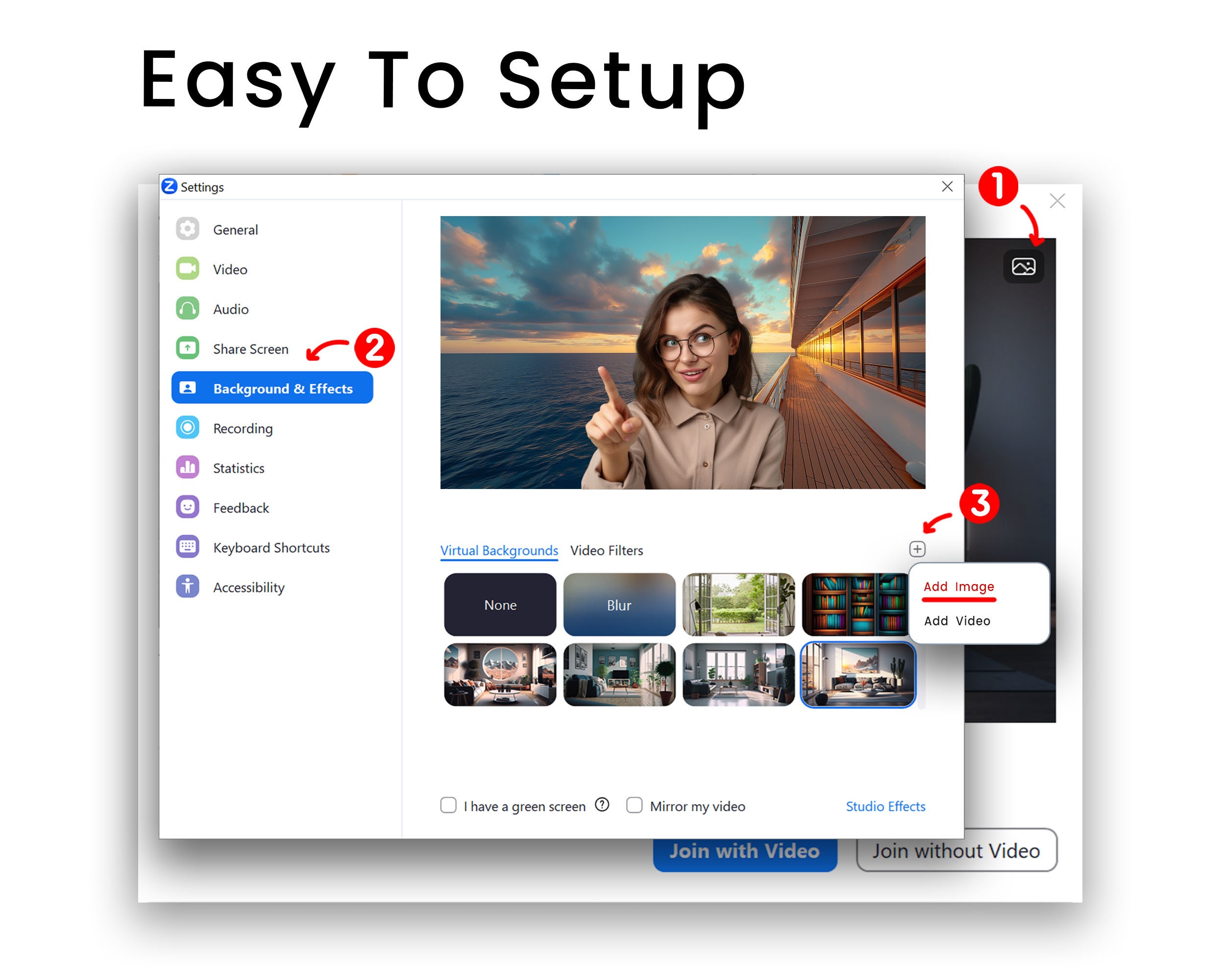 Zoom Background | Deck of Cruise Ship in the Ocean | Zoom Virtual ...