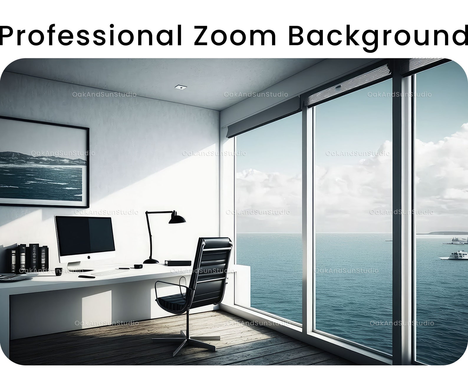 Sea View Office Zoom Virtual Backgrounds Microsoft Teams - Etsy