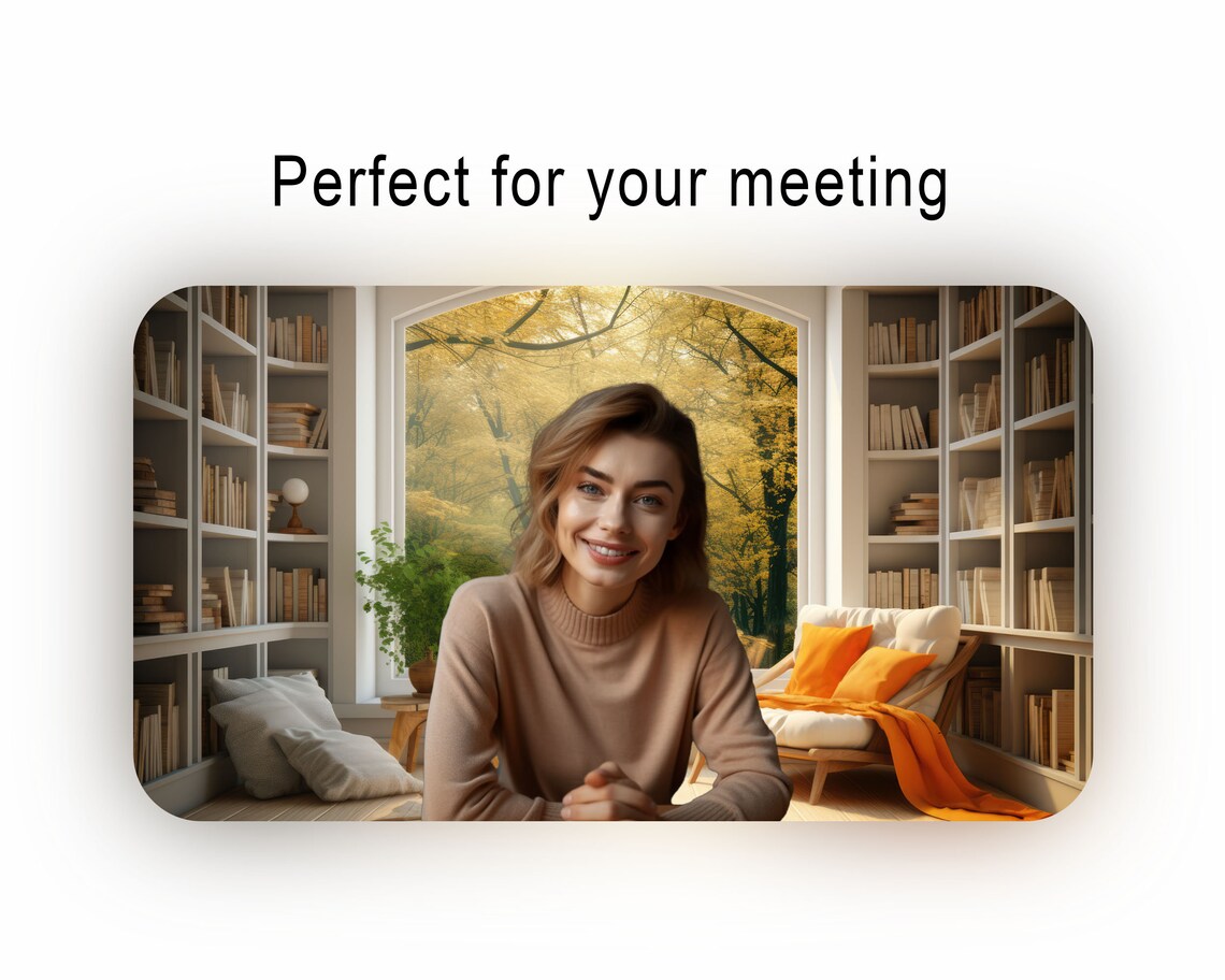 Zoom Background Bookshelf | Window Seat | Reading Corner | Bookcase | Autumn | Zoom Virtual ...