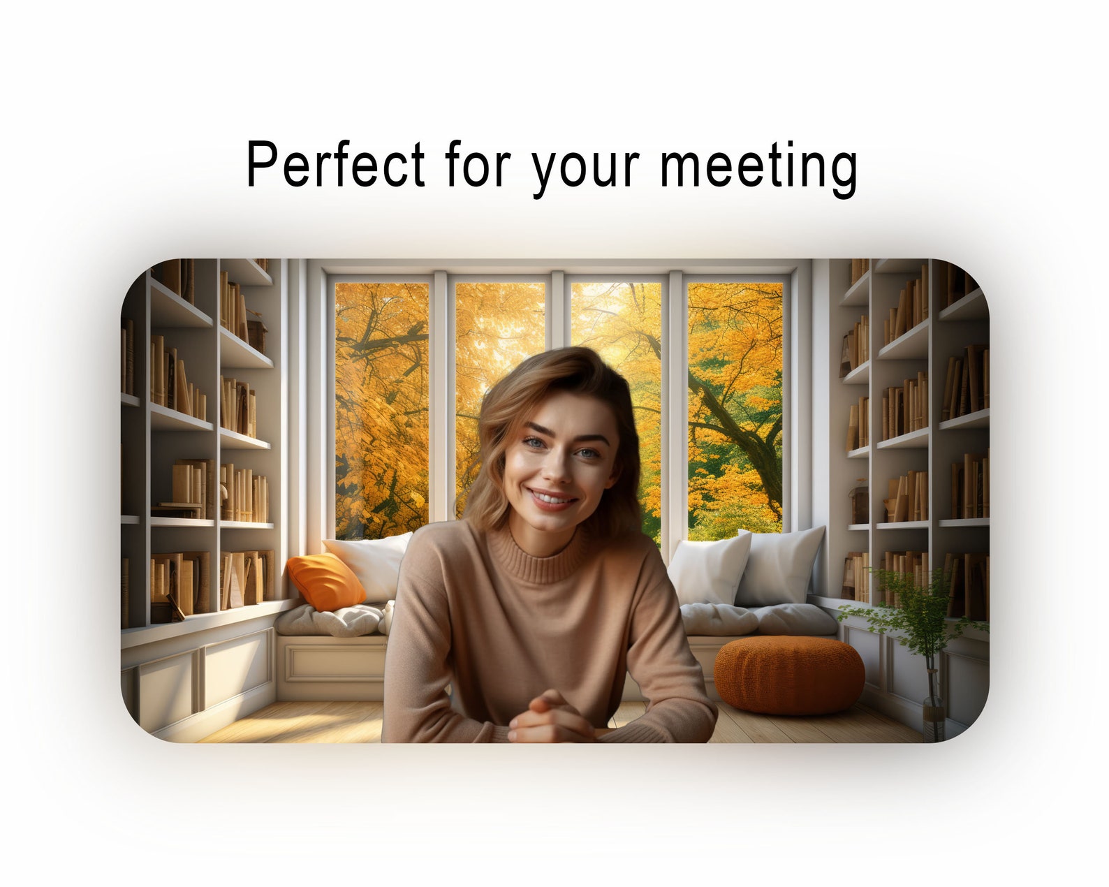 Zoom Background Bookshelf Reading Corner With Bookcase in Autumn ...