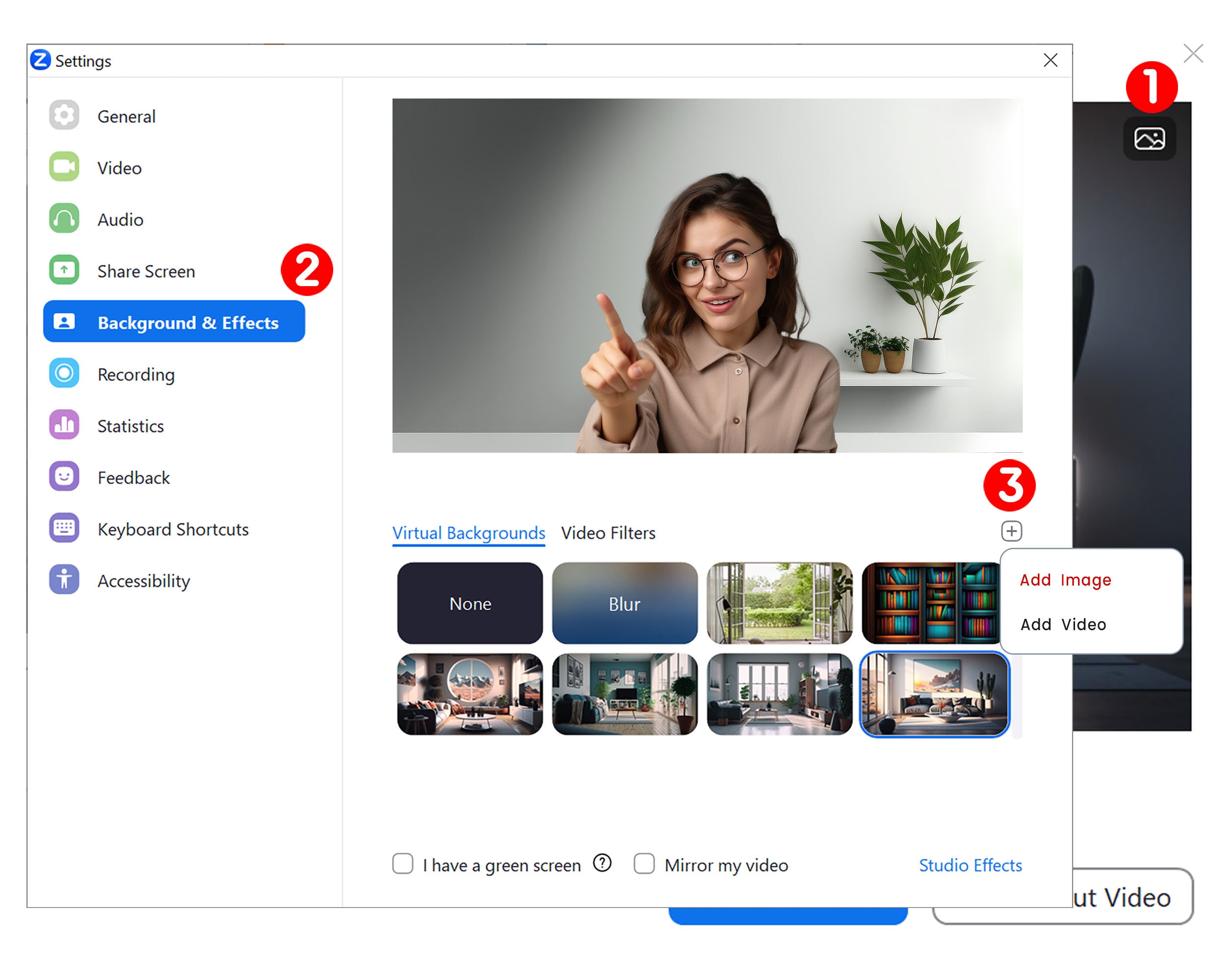 Realistic Virtual Background of Minimalistic Wall With a Plant Suitable ...