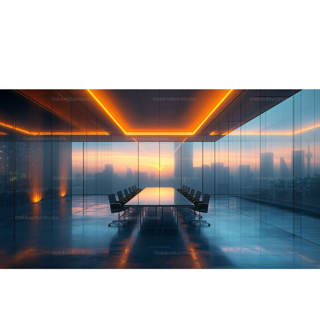 Modern Meeting Room | Virtual Background | Big City View Office ...