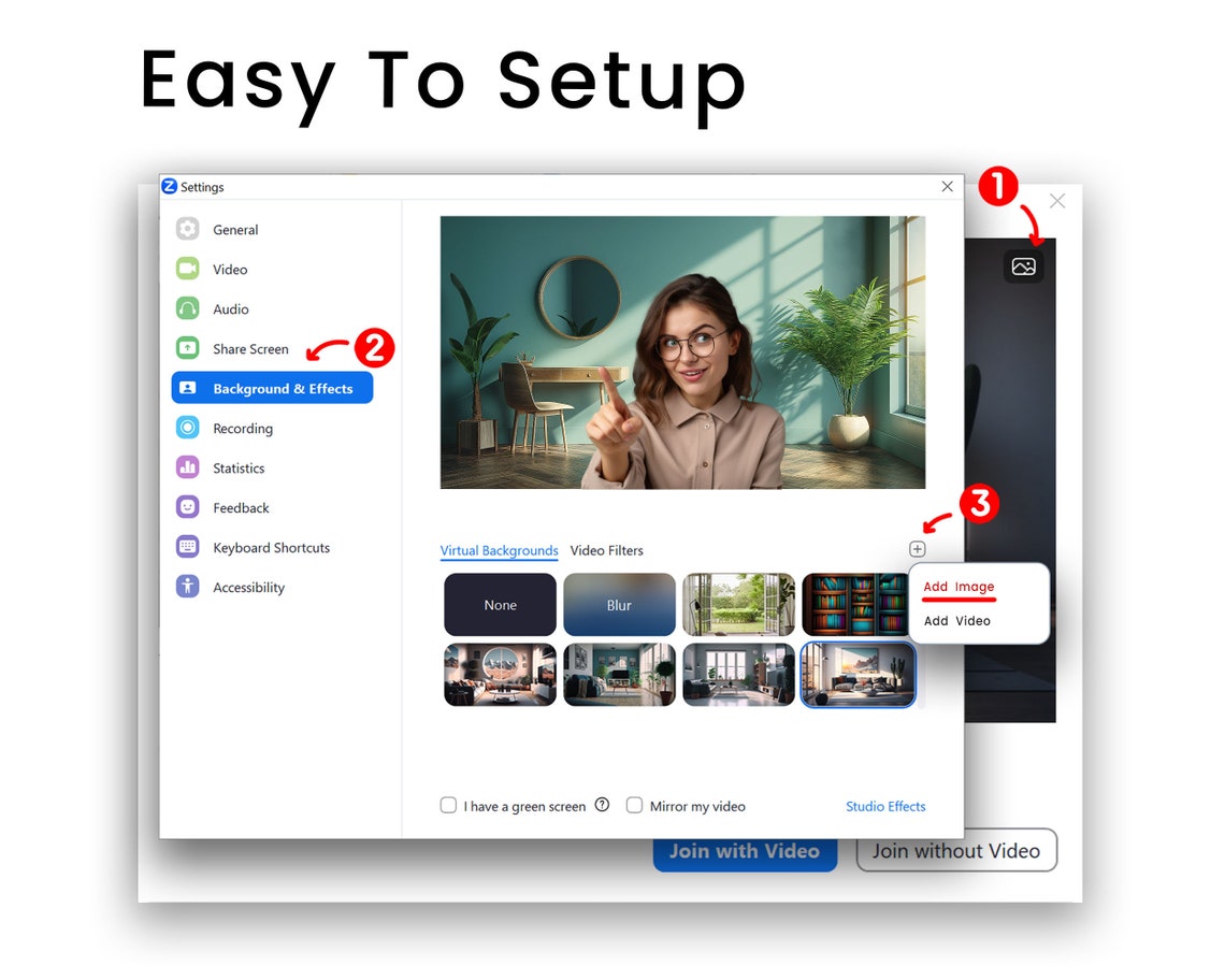 Realistic Virtual Background of Vanity Table in a Green Room With ...