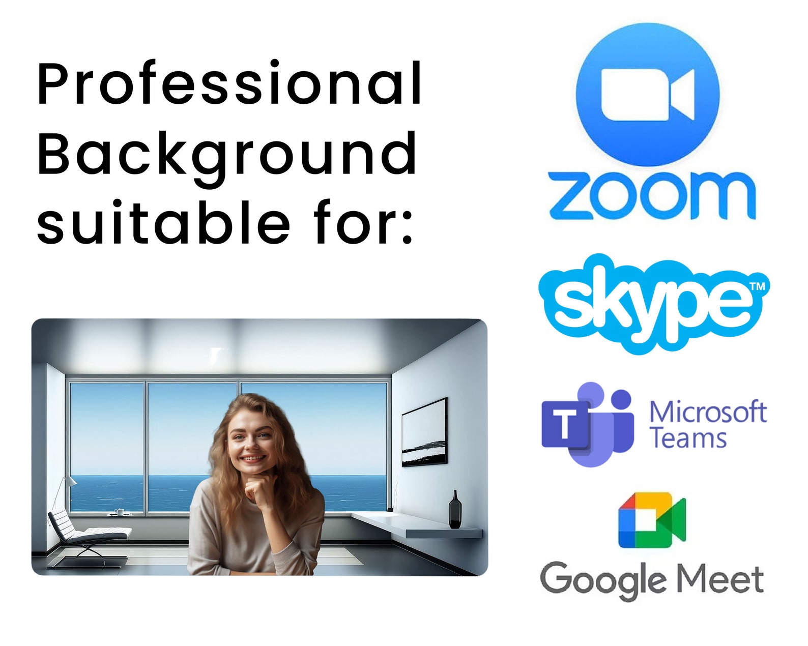 Sea View Office Zoom Virtual Backgrounds Microsoft Teams Facebook ...
