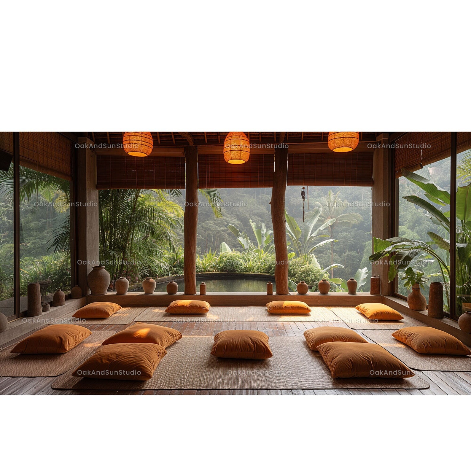 Realistic Virtual Background of the Meditation Room With Big Windows ...