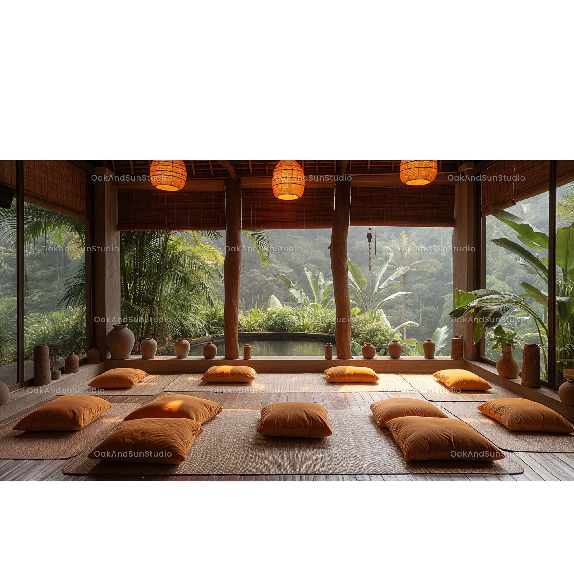 Realistic Virtual Background of the Meditation Room With Big Windows ...