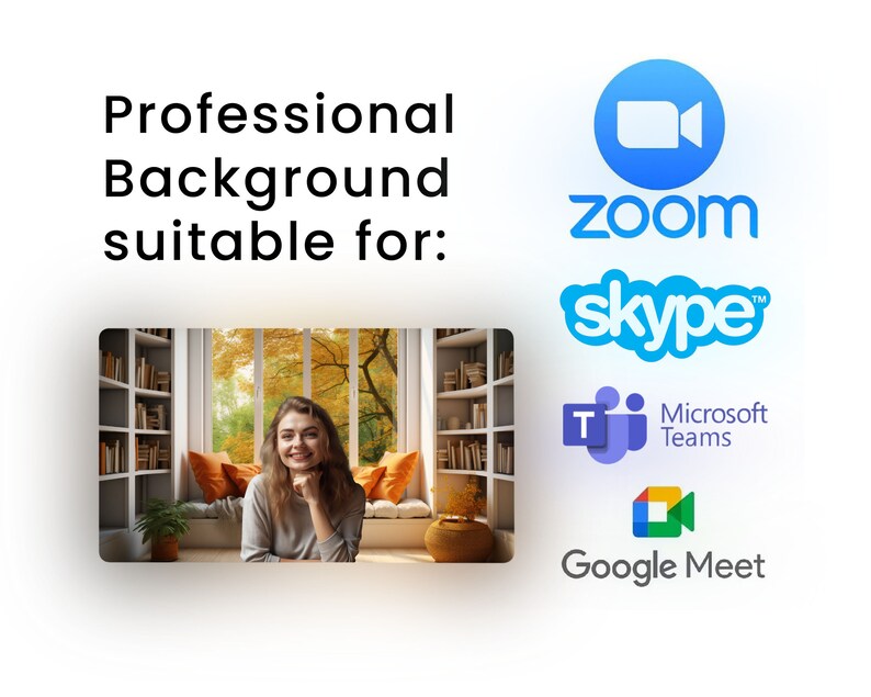 Zoom Background Bookshelf | Window Seat | Reading Corner | Autumn ...