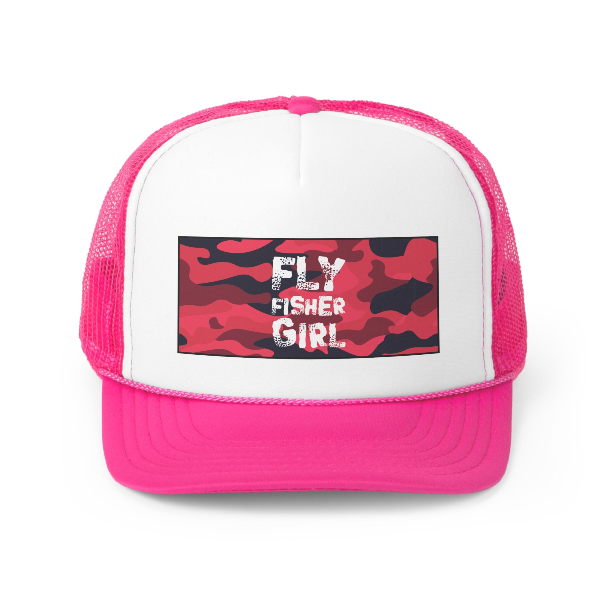 FLY FISHER GIRL Pink Camo Trucker Cap - Etsy