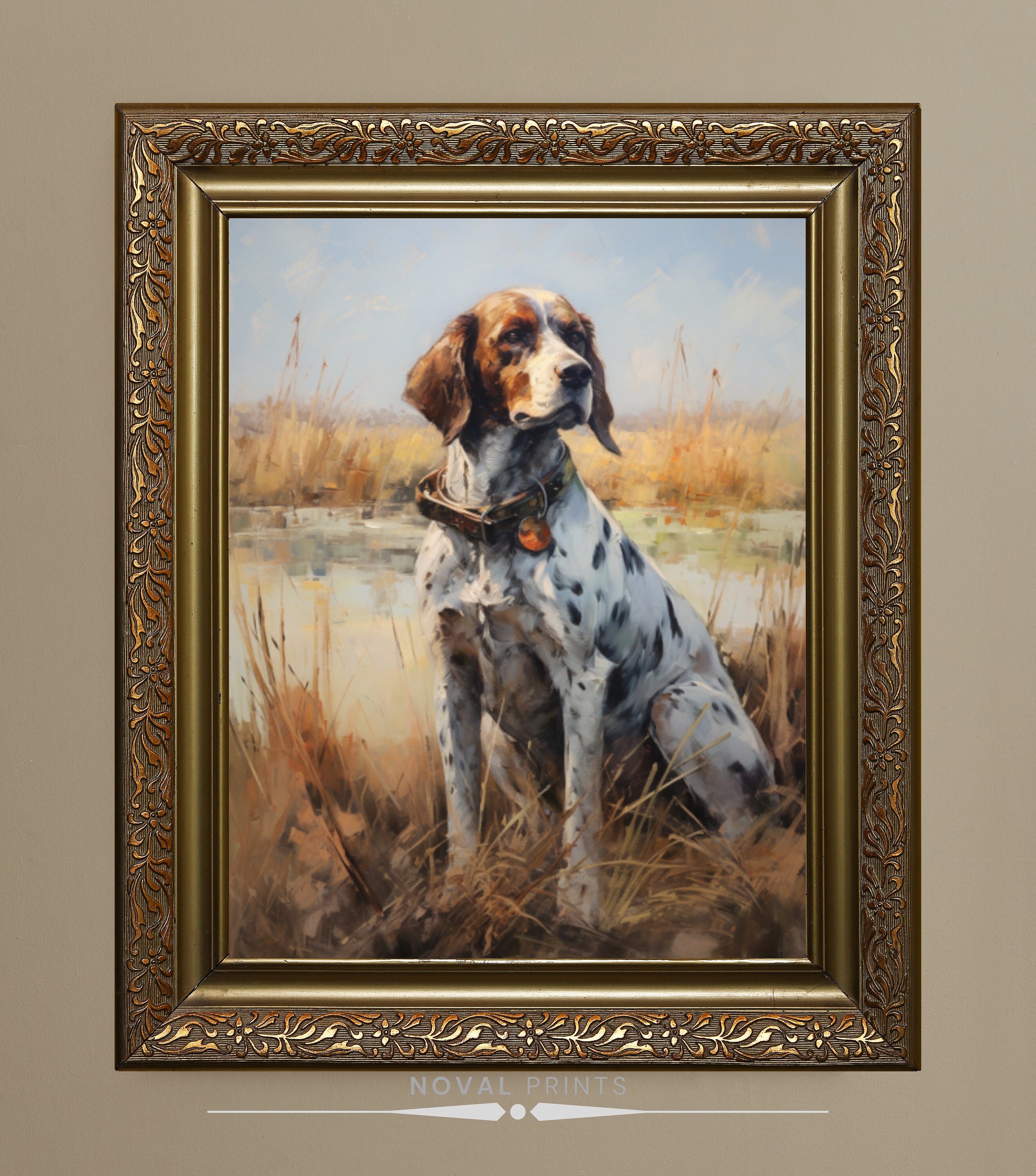 Vintage Hunting Dog Wall Art Printable Farmhouse Digital Dog Painting ...