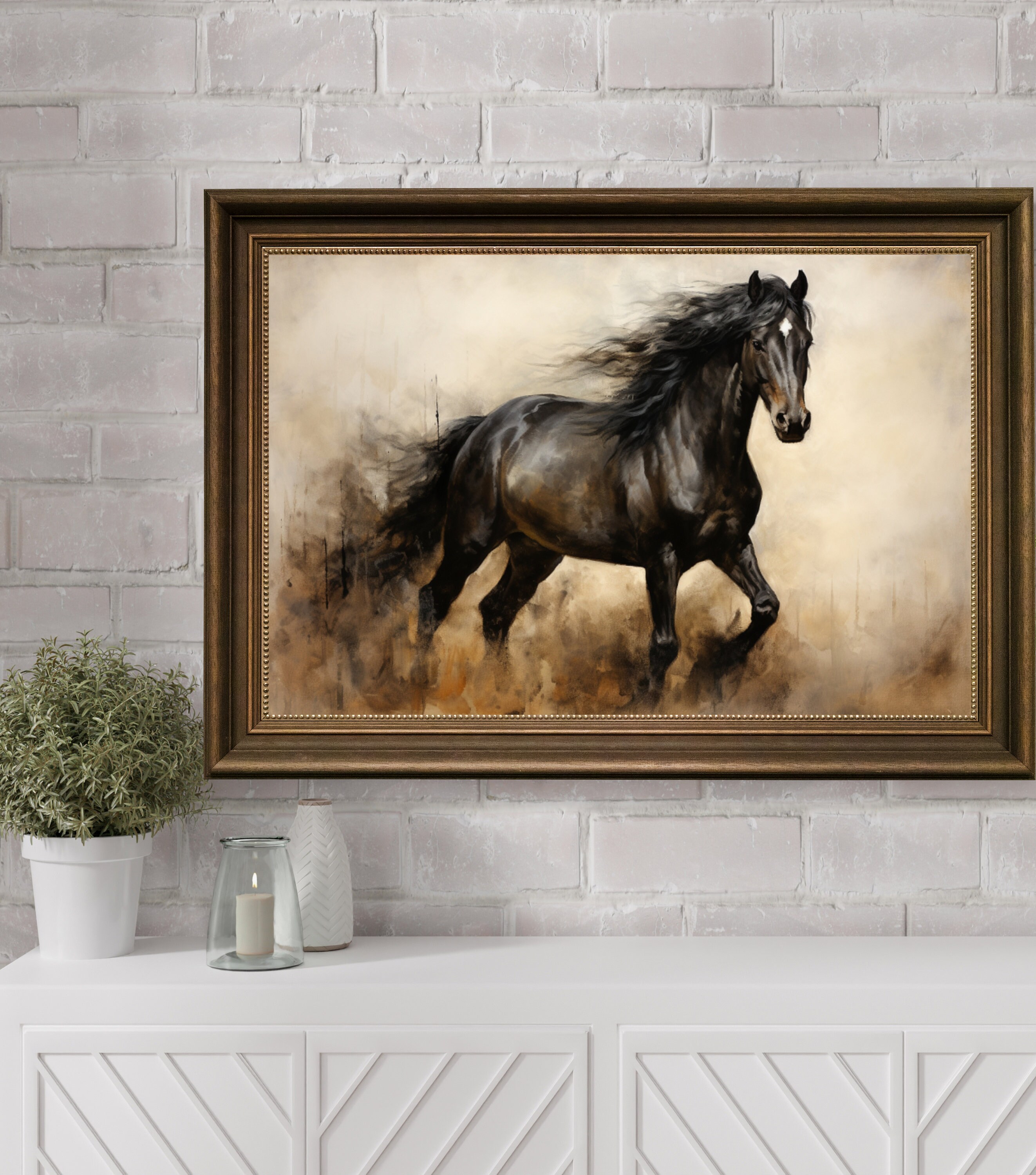 Vintage Black Horse Digital Printable Wall Art Oil Painting Rustic Vintage Black Horse Digital Printable Wall Art Oil Painting Rustic