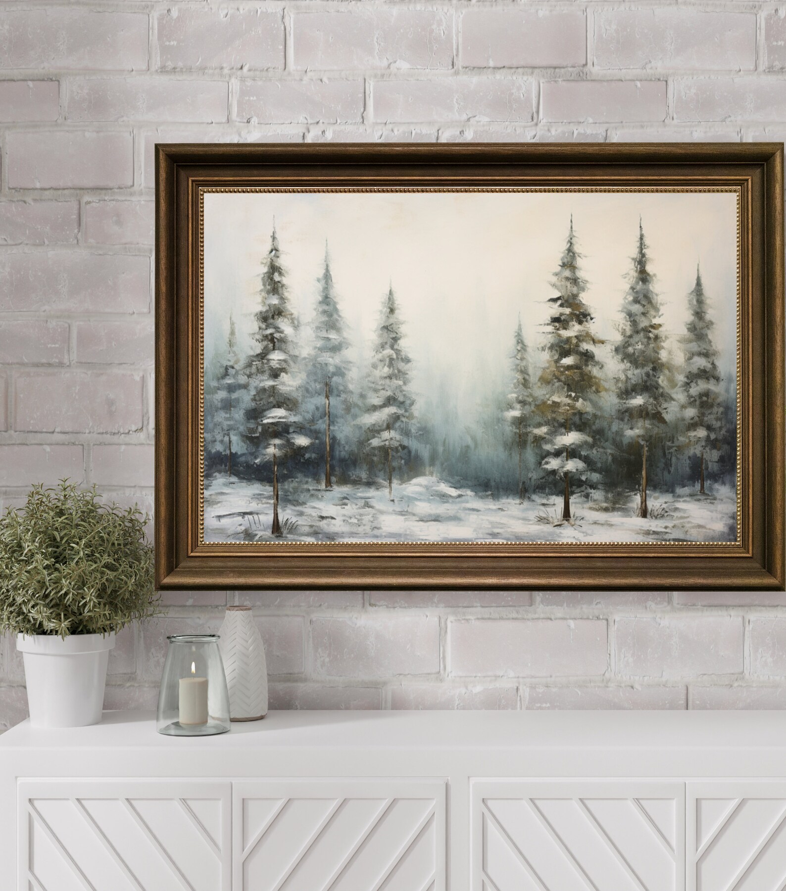 Winter Forest Landscape Print, Christmas Tree Wall Art, Snowy Evergreen ...