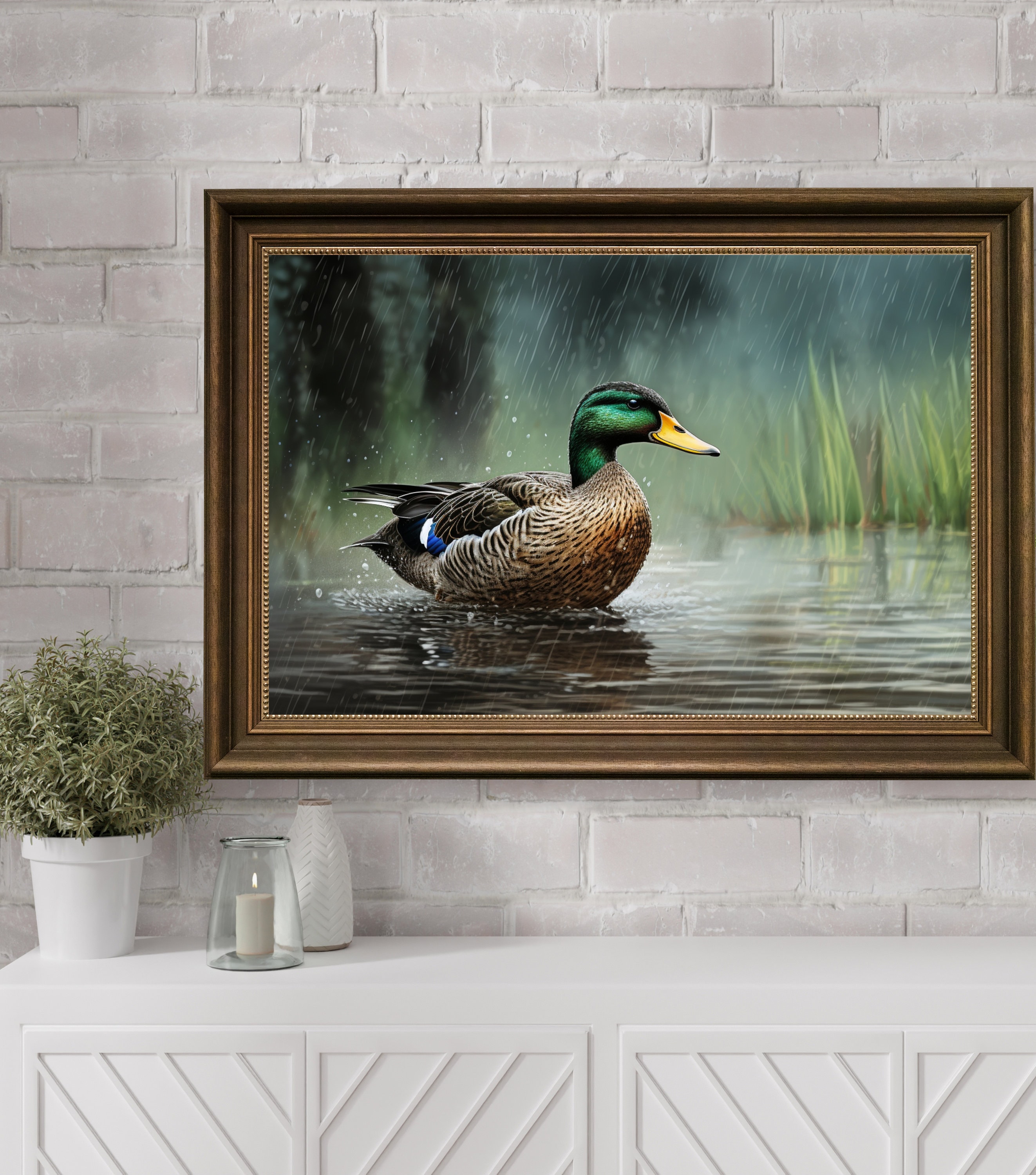 Duck Hunting Wall Art, Hunting Nursery Decor, Duck on Rainy Day Digital ...