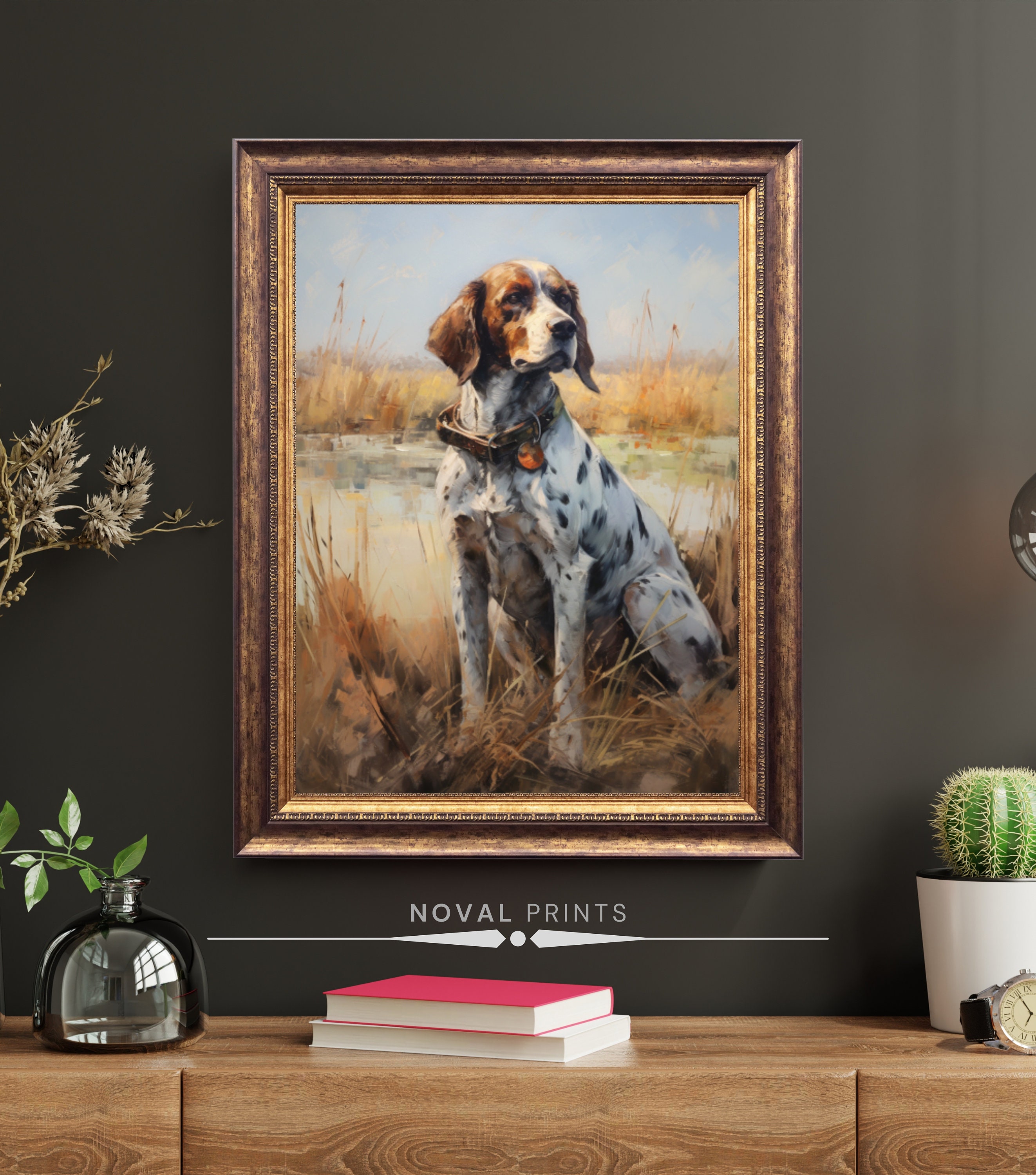 Vintage Hunting Dog Wall Art Printable Farmhouse Digital Dog Painting ...