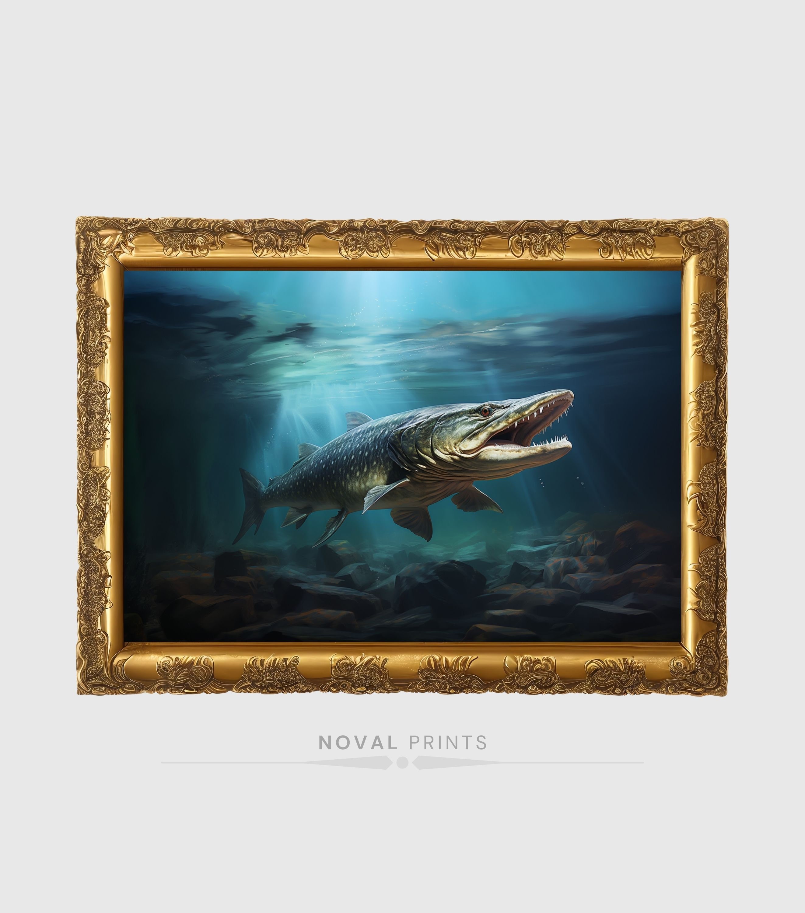 Northern Pike Art, Pike Fish Print, Vintage Fishing Poster, Wall Art ...