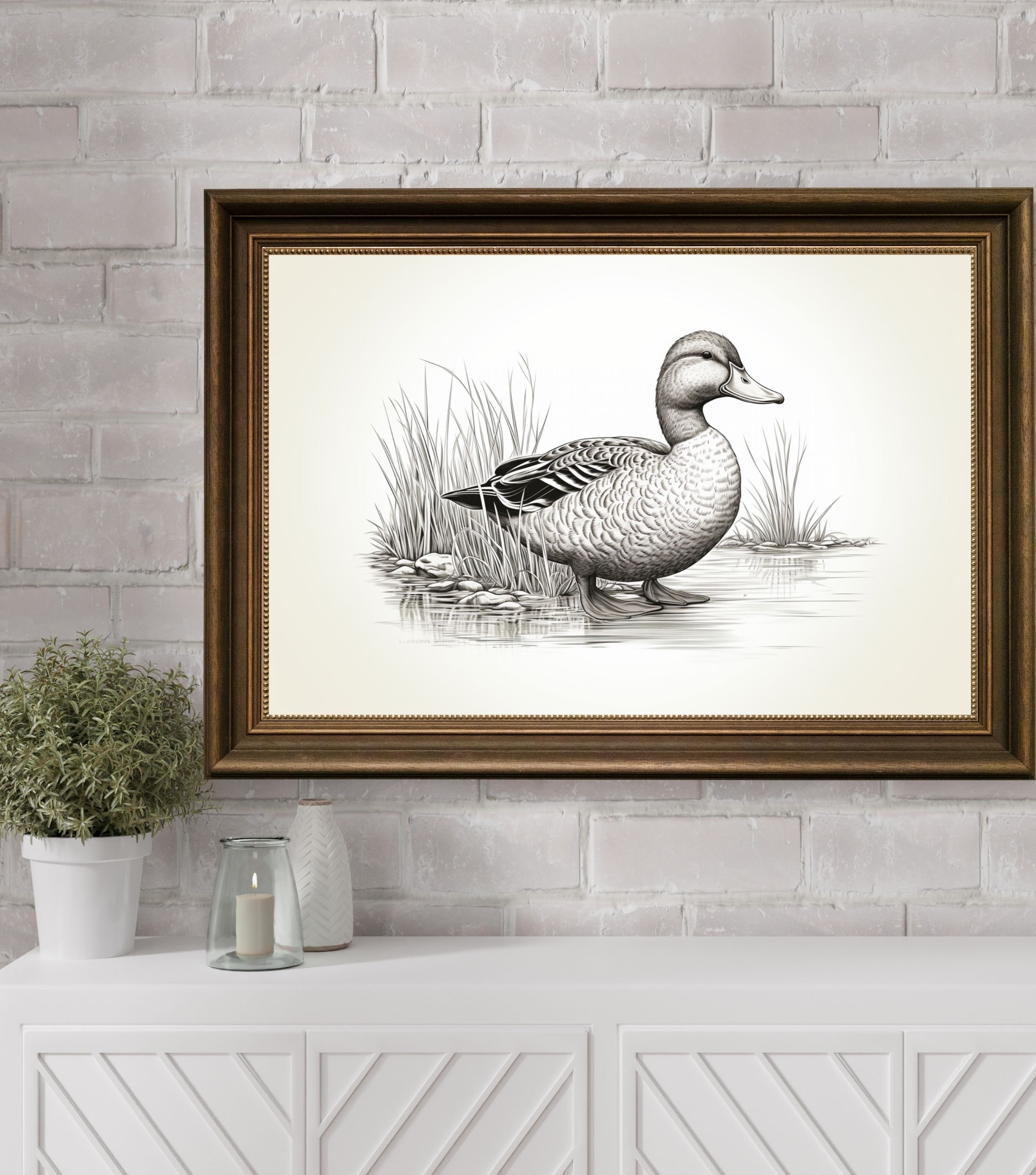 Printable Duck Drawing Print, Duck Sketch Pencil Painting, Animal ...