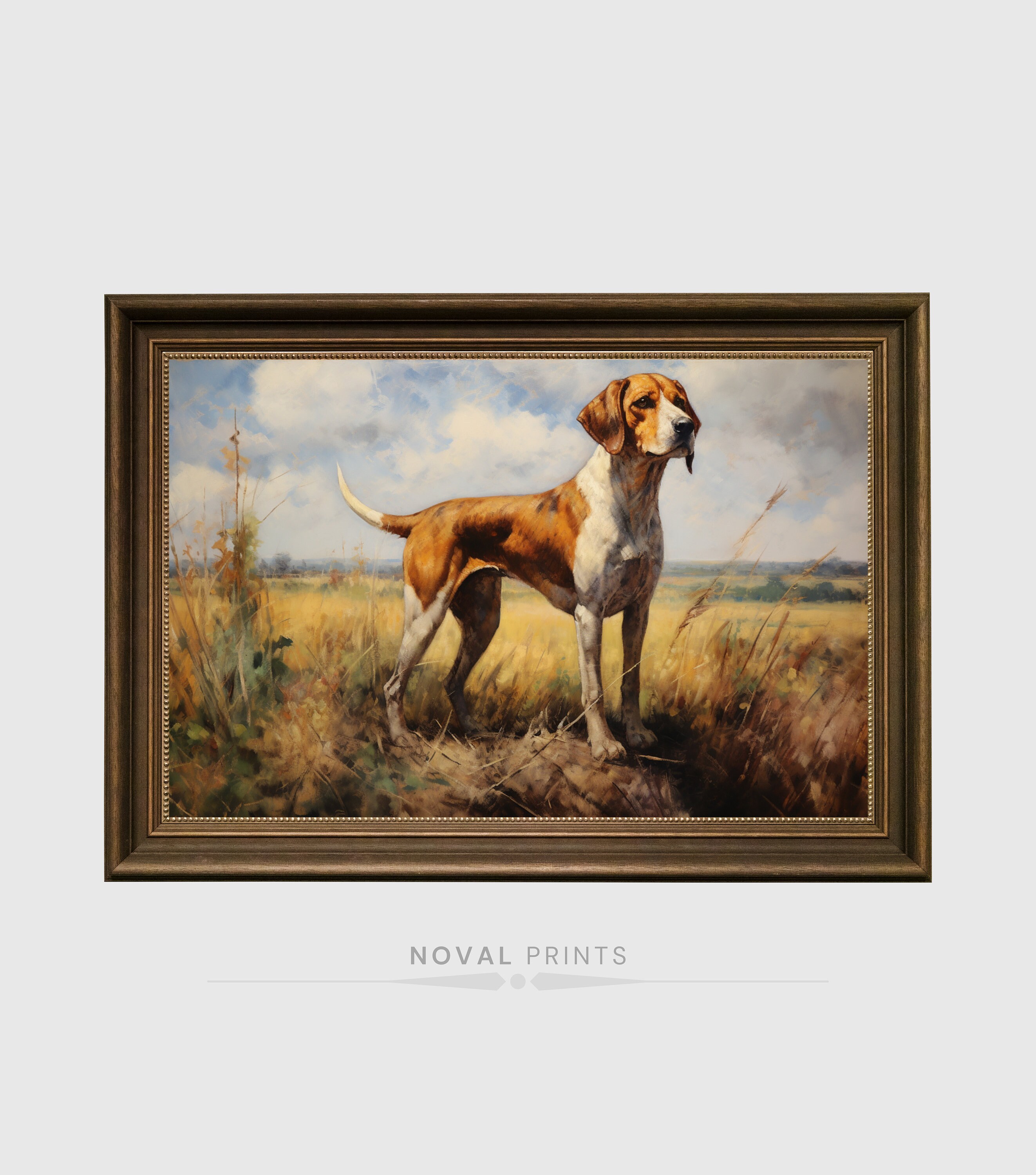 Vintage Hunting Dog Digital Printable Landscape Wall Art , Pet Portrait ...