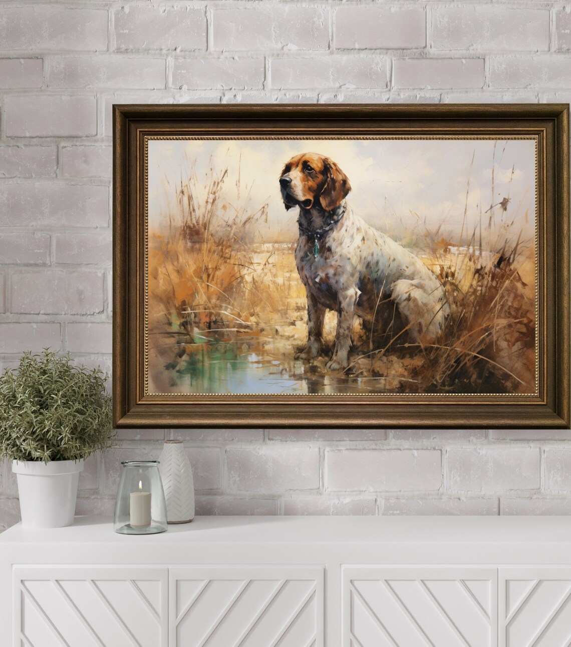 Vintage Hunting Dog Printable Wall Art Digital Oil Painting, Vtg Dog ...