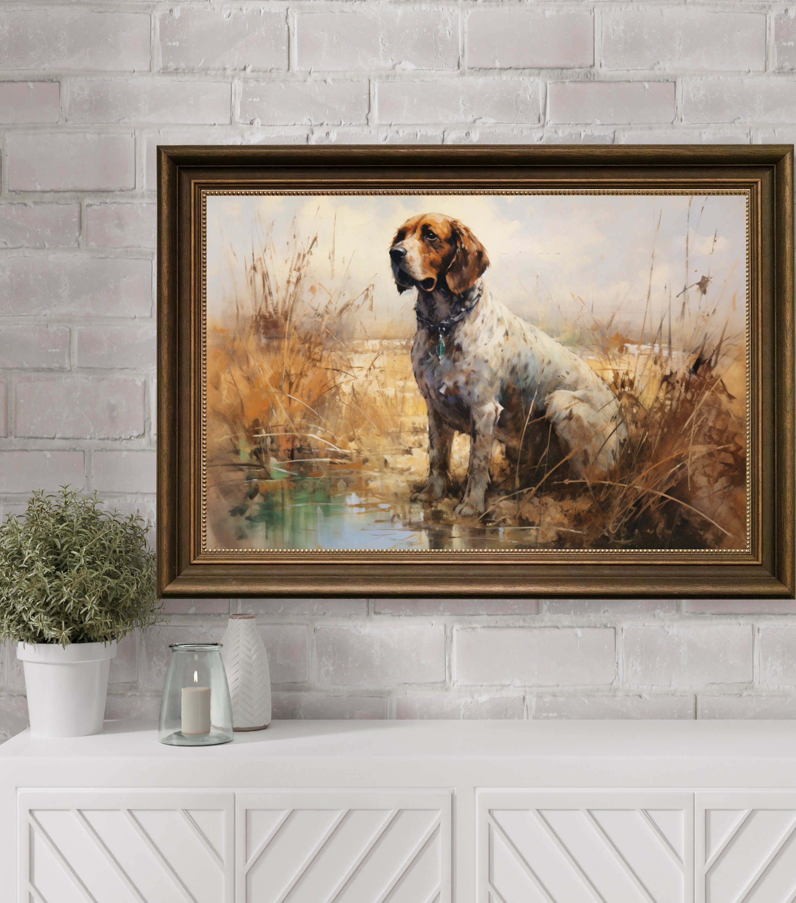 Vintage Hunting Dog Printable Wall Art Digital Oil Painting, Vtg Dog ...