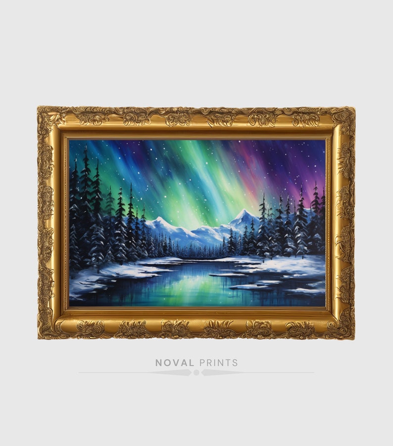 Northern Lights Printable Aurora Painting Wall Art, Aurora Borealis ...