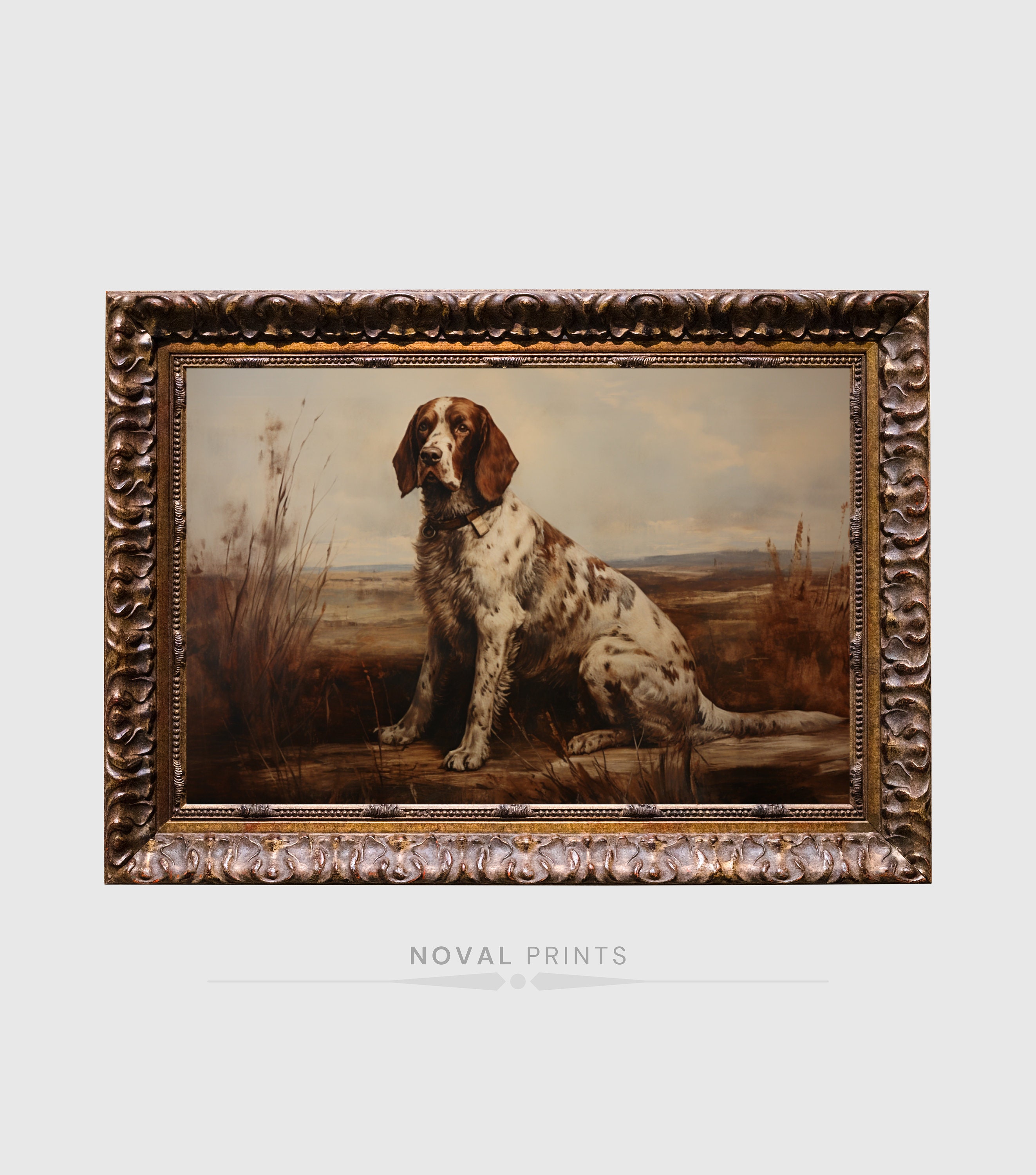 The Hunting Dog Landscape Painting Download, Vintage Book Style Rustic ...
