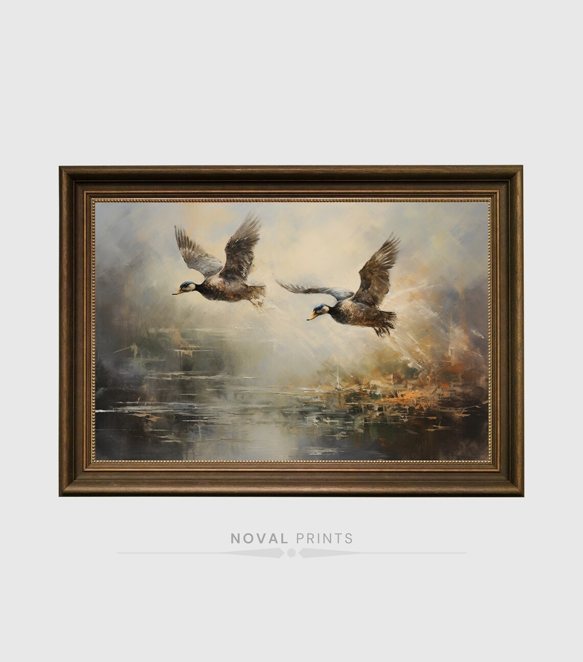 Flying Duck Oil Painting Wall Art, Printable Antique Duck Art, Vintage ...