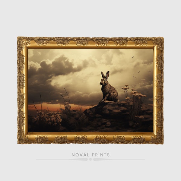 White Rabbit Landscape Rustic Fall Country Landscape Printable Vintage ...