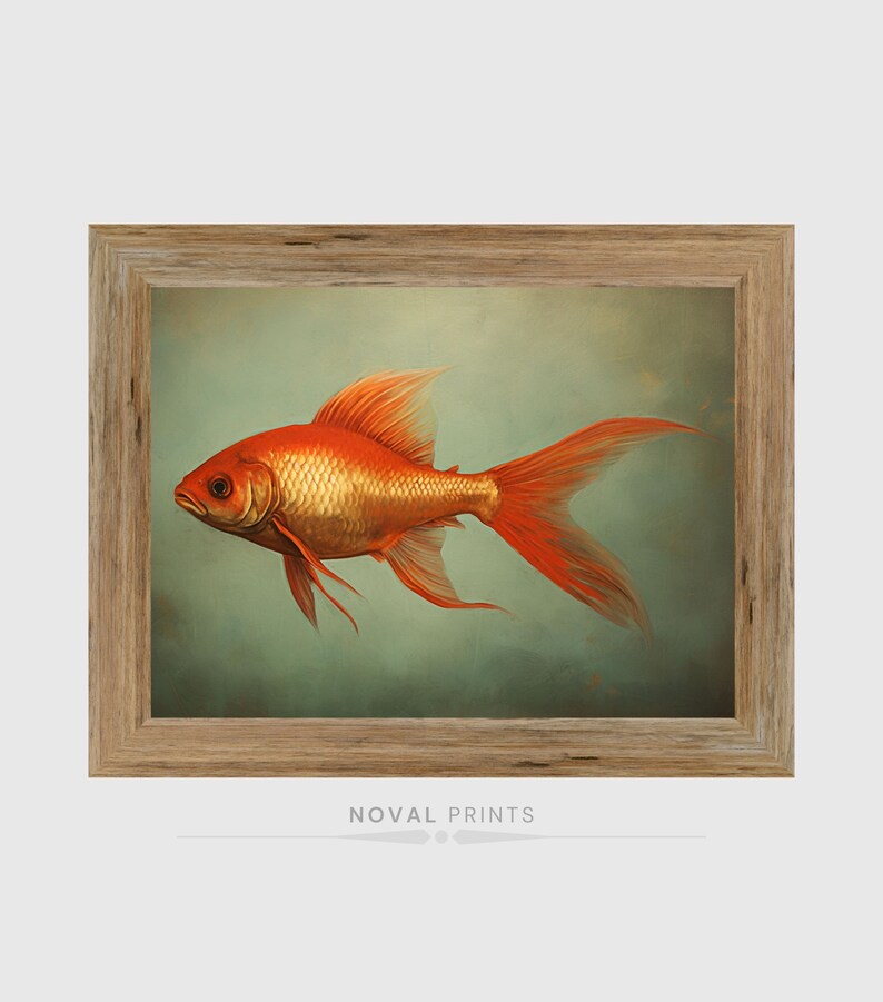 Goldfish Oil Painting Art, Goldfish Print Wall Art, Vintage Fishing ...