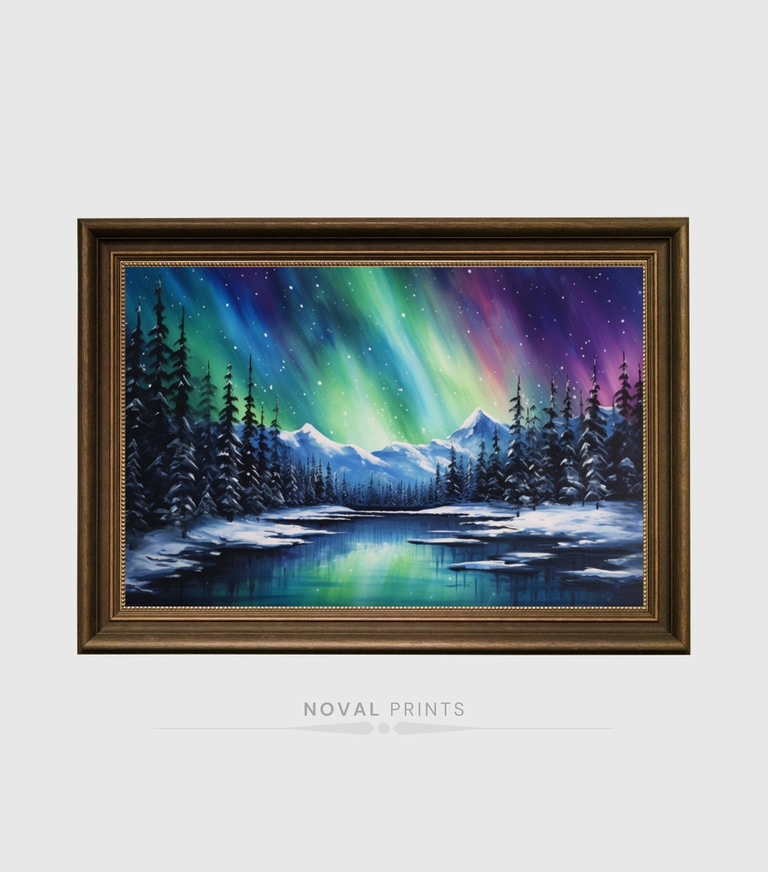 Northern Lights Printable Aurora Painting Wall Art, Aurora Borealis ...
