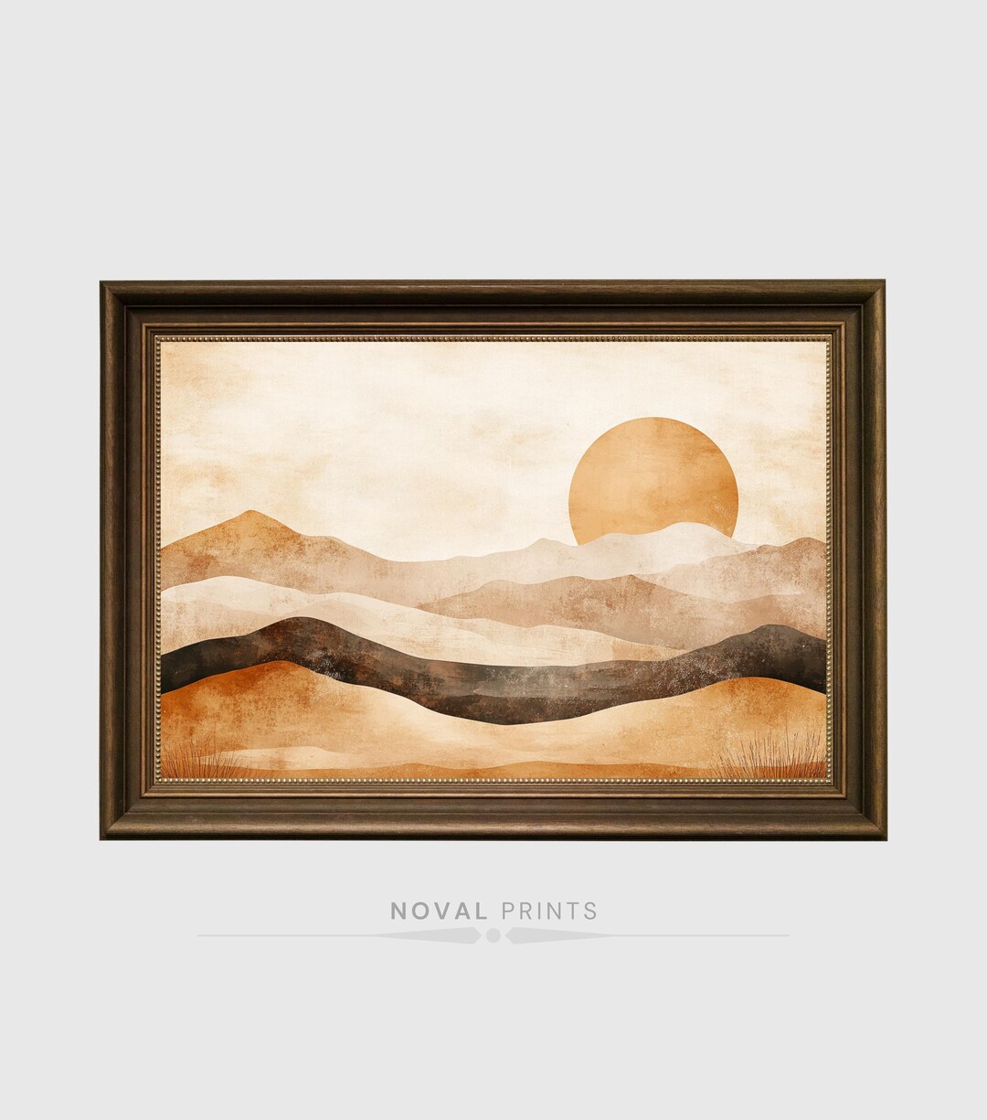 Boho Mountain Wall Art, Sun Landscape Art Print, Minimalist Mountain ...