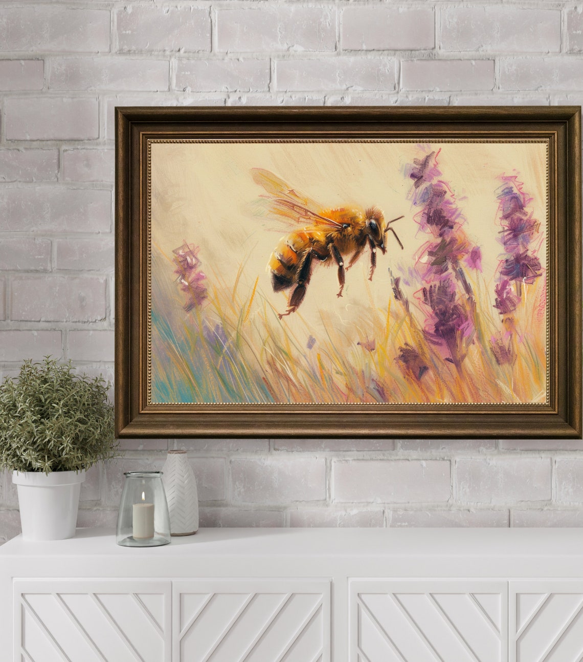 Bumble Bee Painting, Botanical Bumble Bee, Dark Cottagecore Wall Art ...