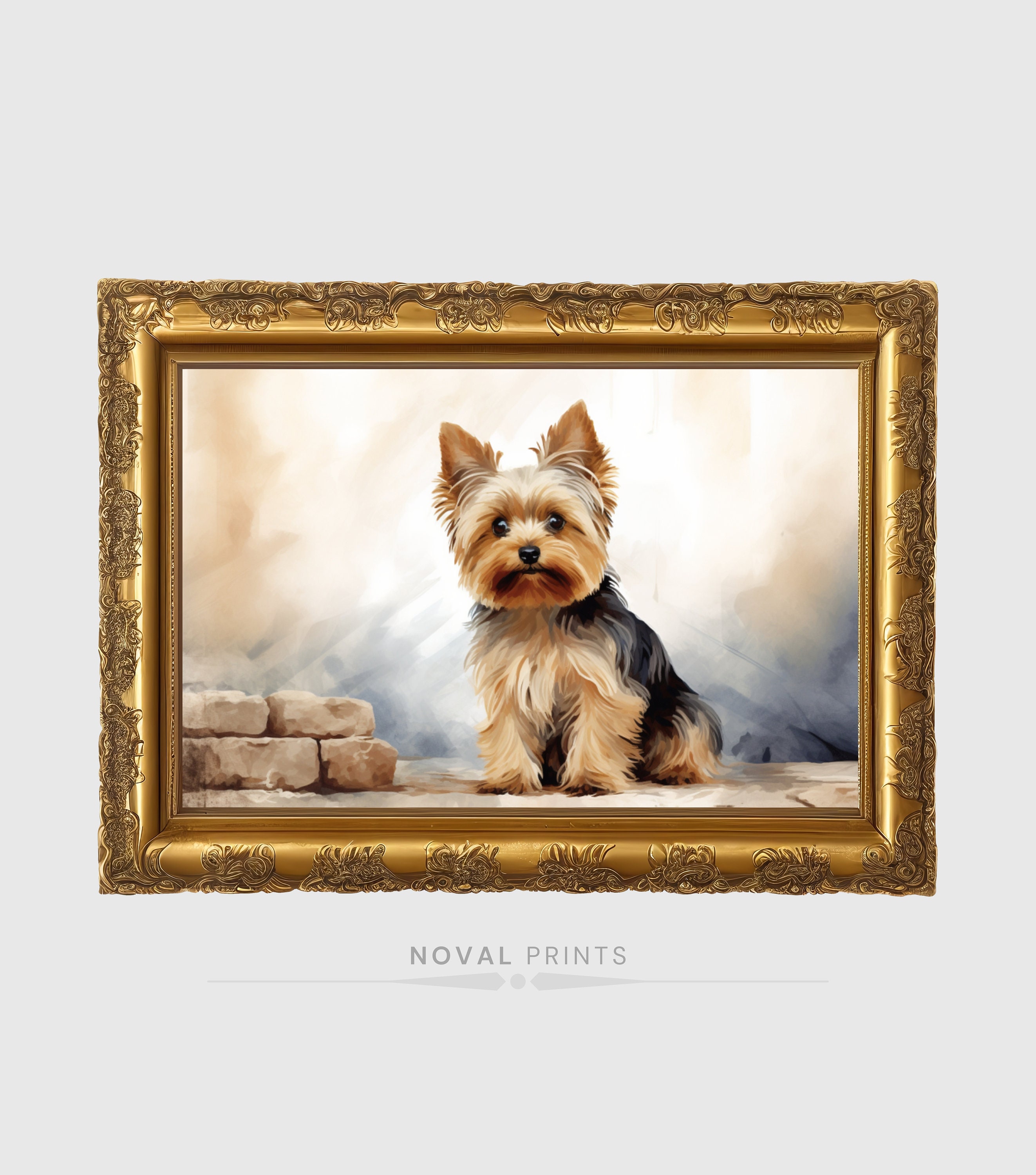 Vintage Yorkshire Terrier Oil Painting Digital Printable Wall Art Print ...