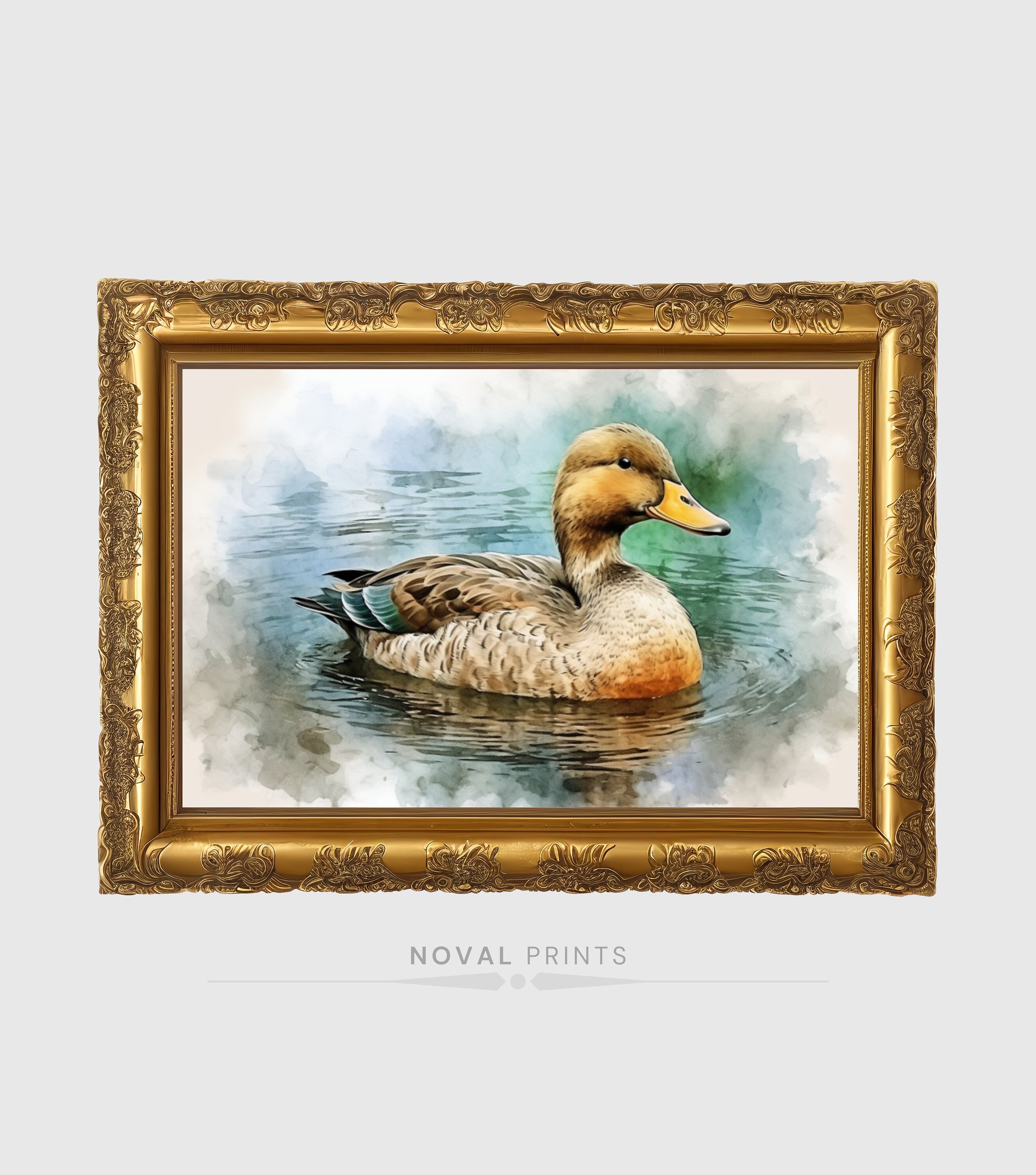 Watercolor Digital Printable Duck Wall Art Farmhouse Landscape Painting ...