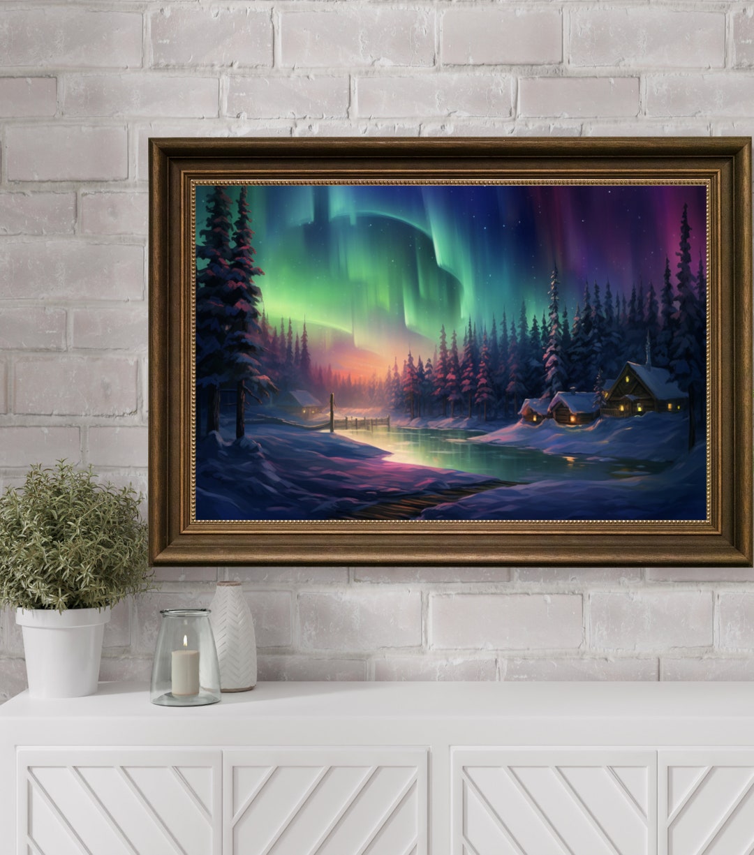 Northern Lights, Aurora Painting Wall Art, Aurora Borealis Northern ...