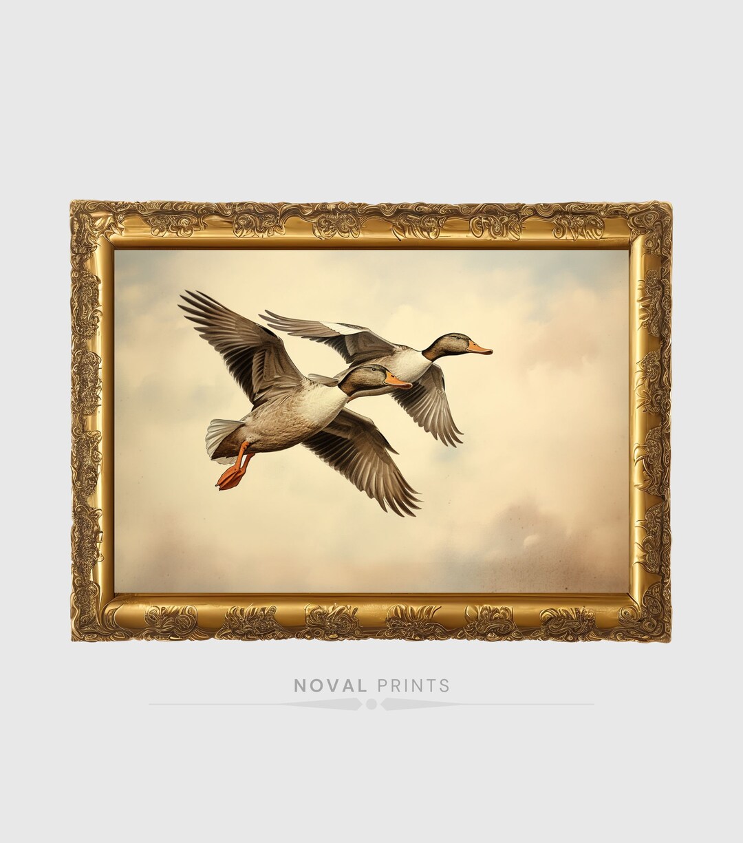 Flying Ducks Oil Painting Wall Art, Printable Antique Duck Wall Art ...