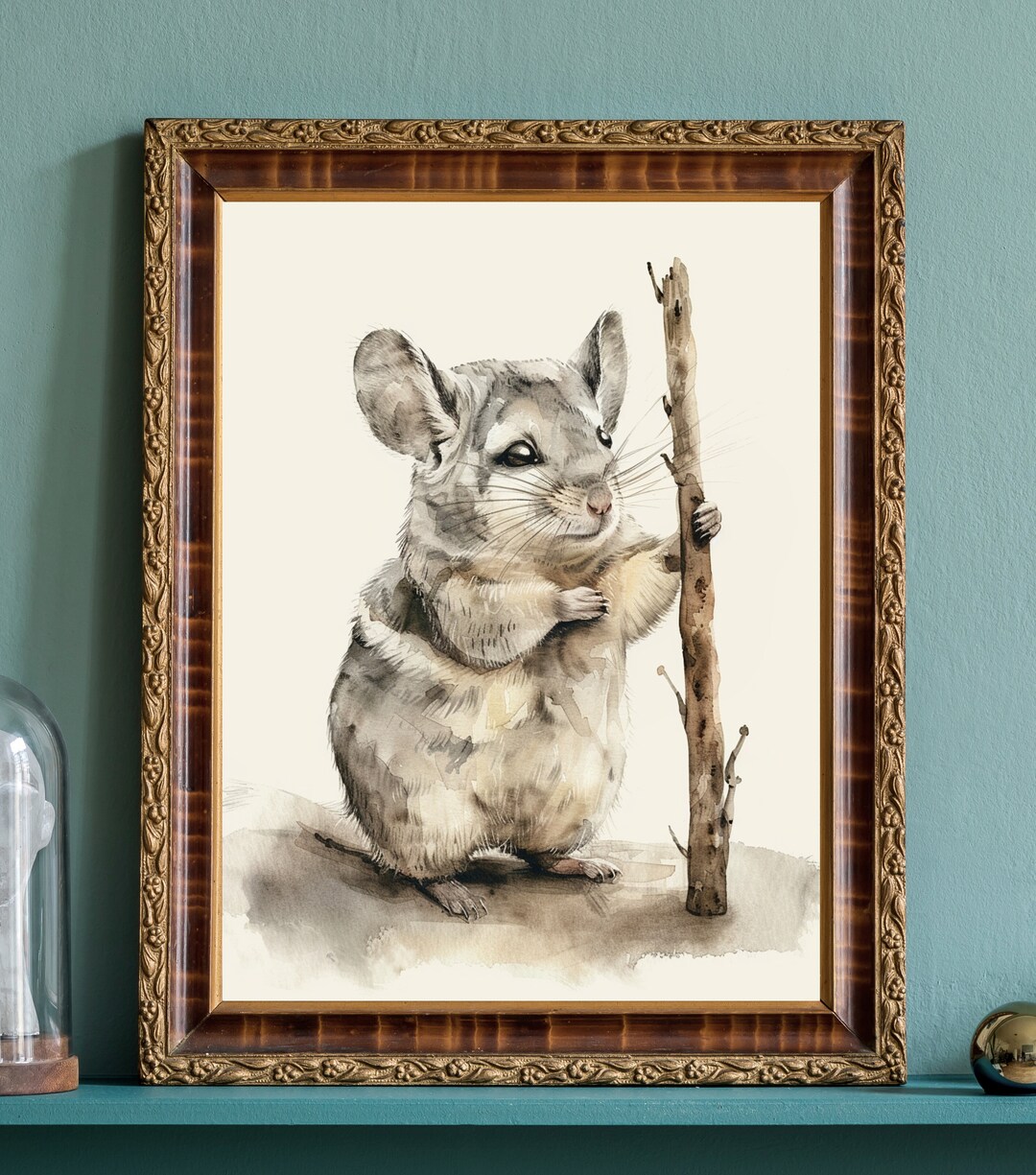 Chinchilla Art Print, Chinchilla Paint, Chinchilla Decor, Curious ...