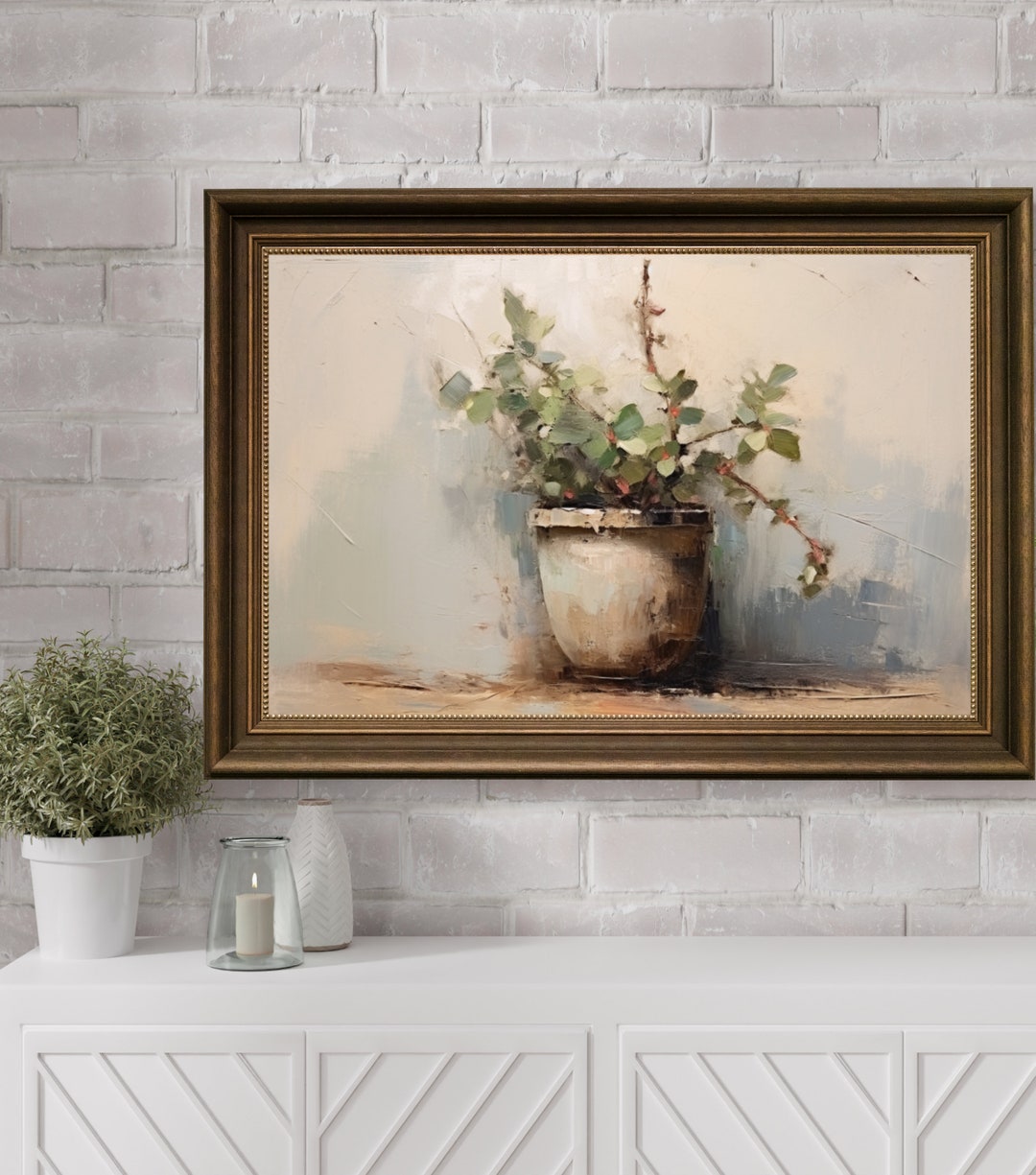 Vintage Plant Living Room Wall Art, Plant Home Decor, Houseplant ...