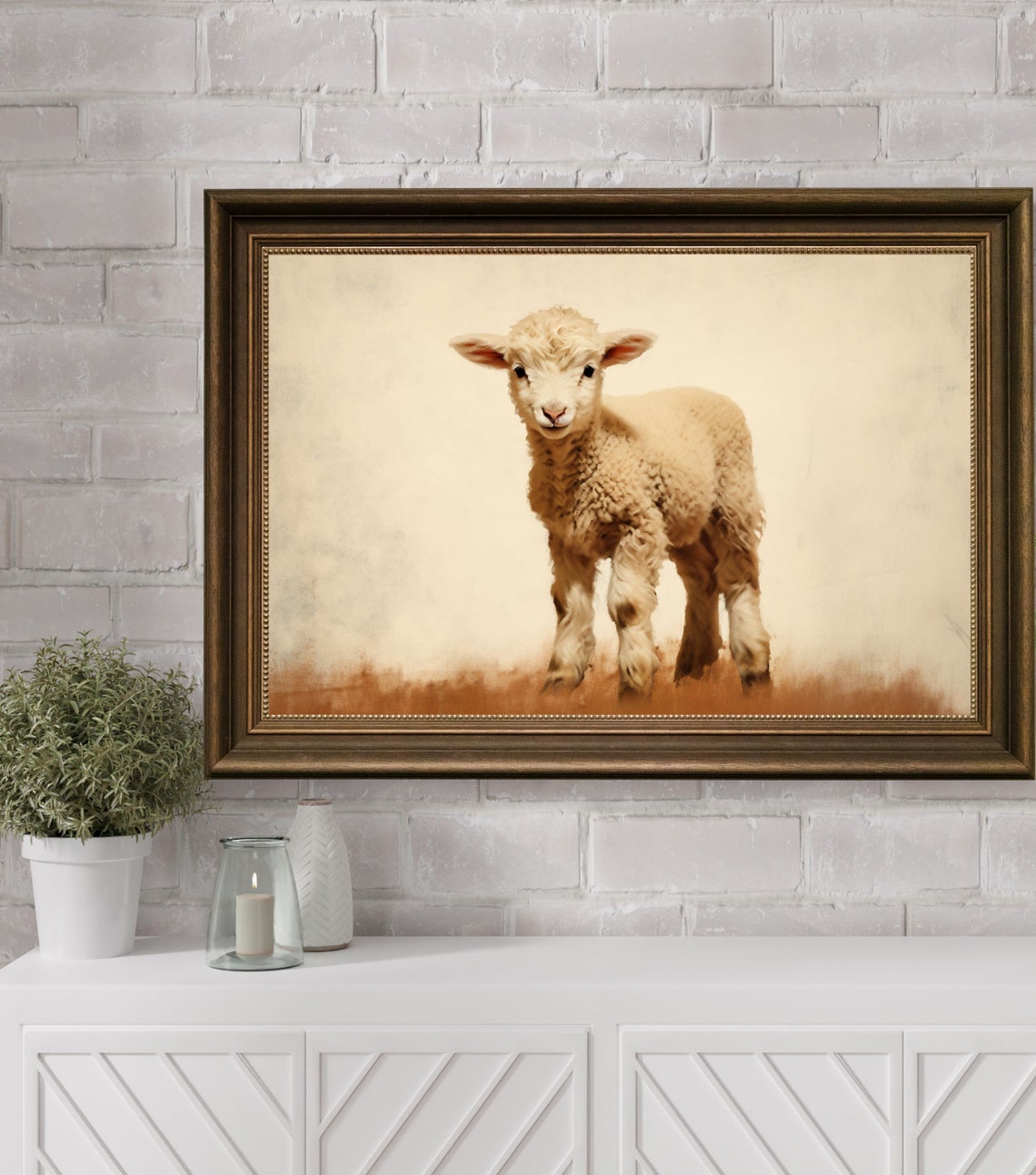 Vintage Lamb Oil Painting, Lamb Wall Art, Digital Printable Sheep ...
