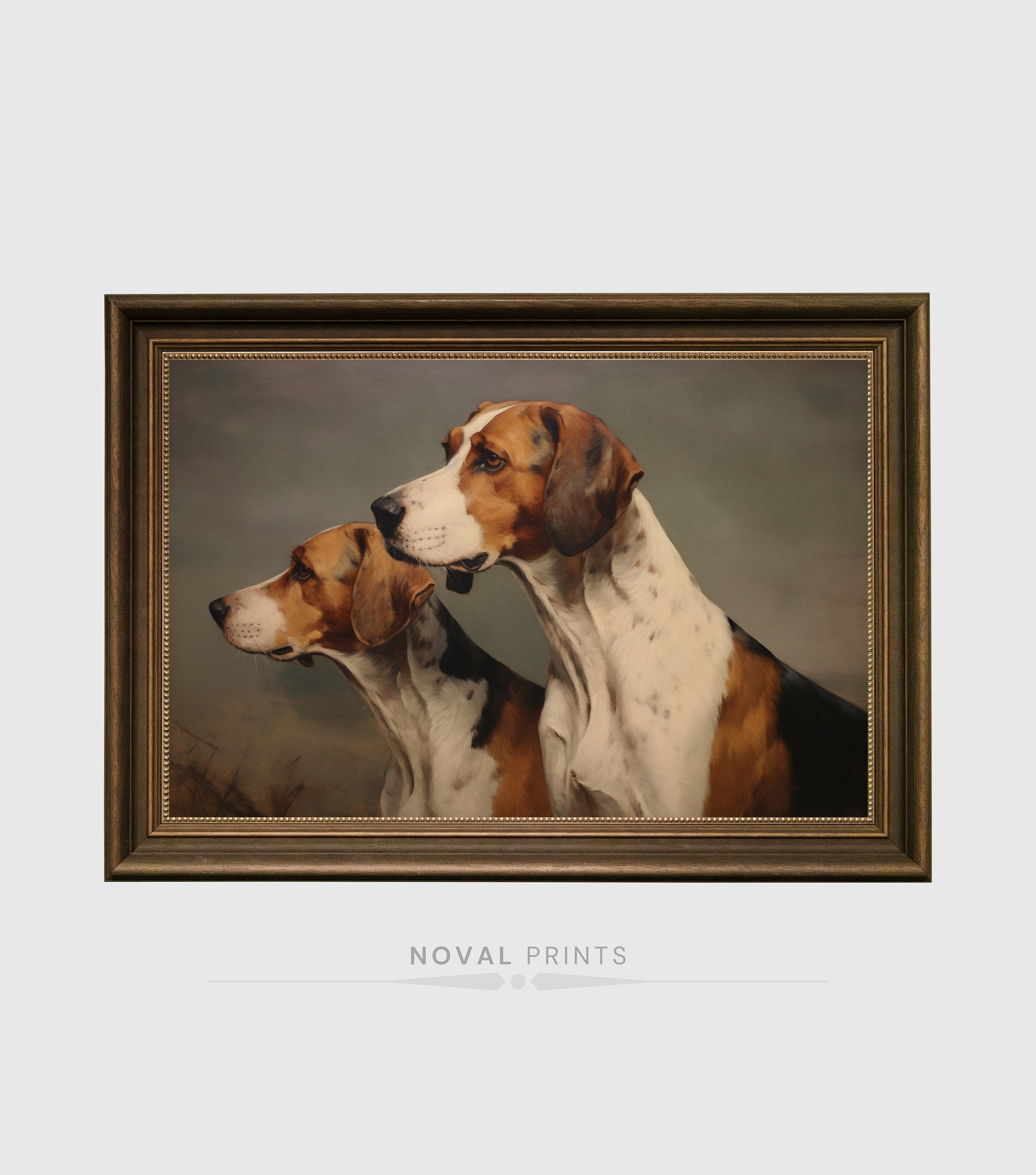 Vintage Two Foxhounds Dog Wall Art, Moody Animal Art, Dog Artwork ...