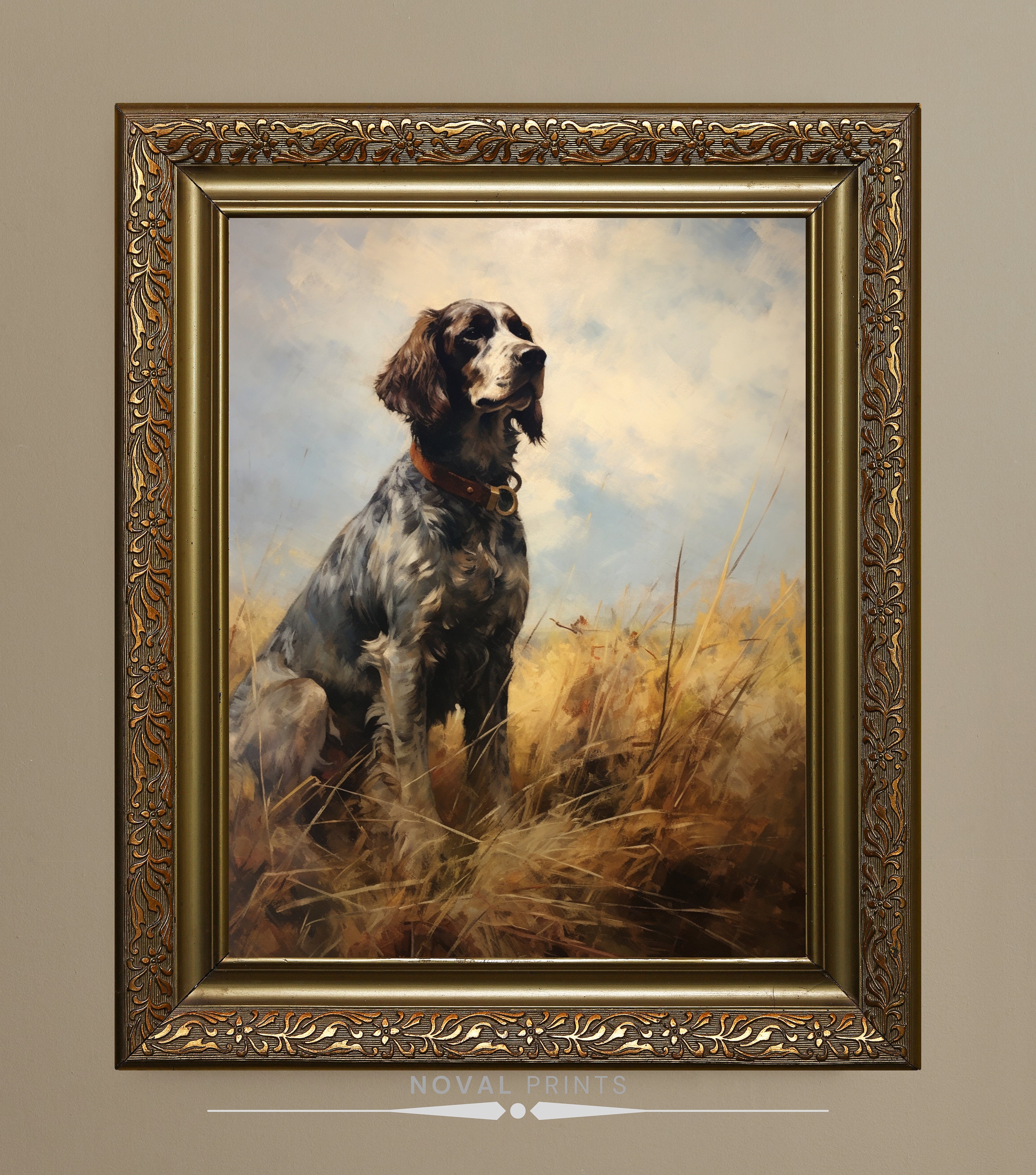 19th Century Vintage Dog Portrait Wall Art, Hunting Dog Illustration ...