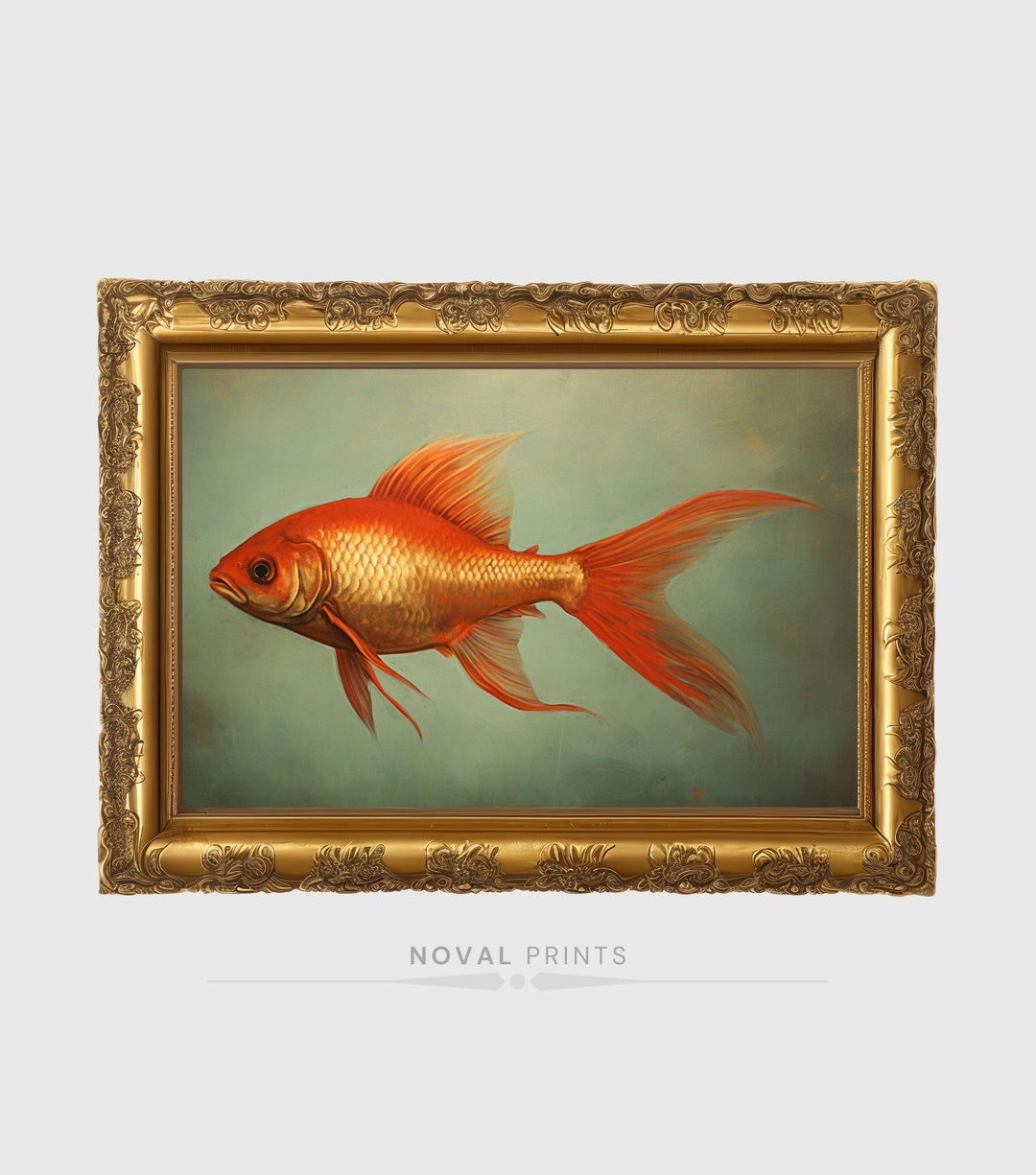 Goldfish Oil Painting Art, Goldfish Print Wall Art, Vintage Fishing ...