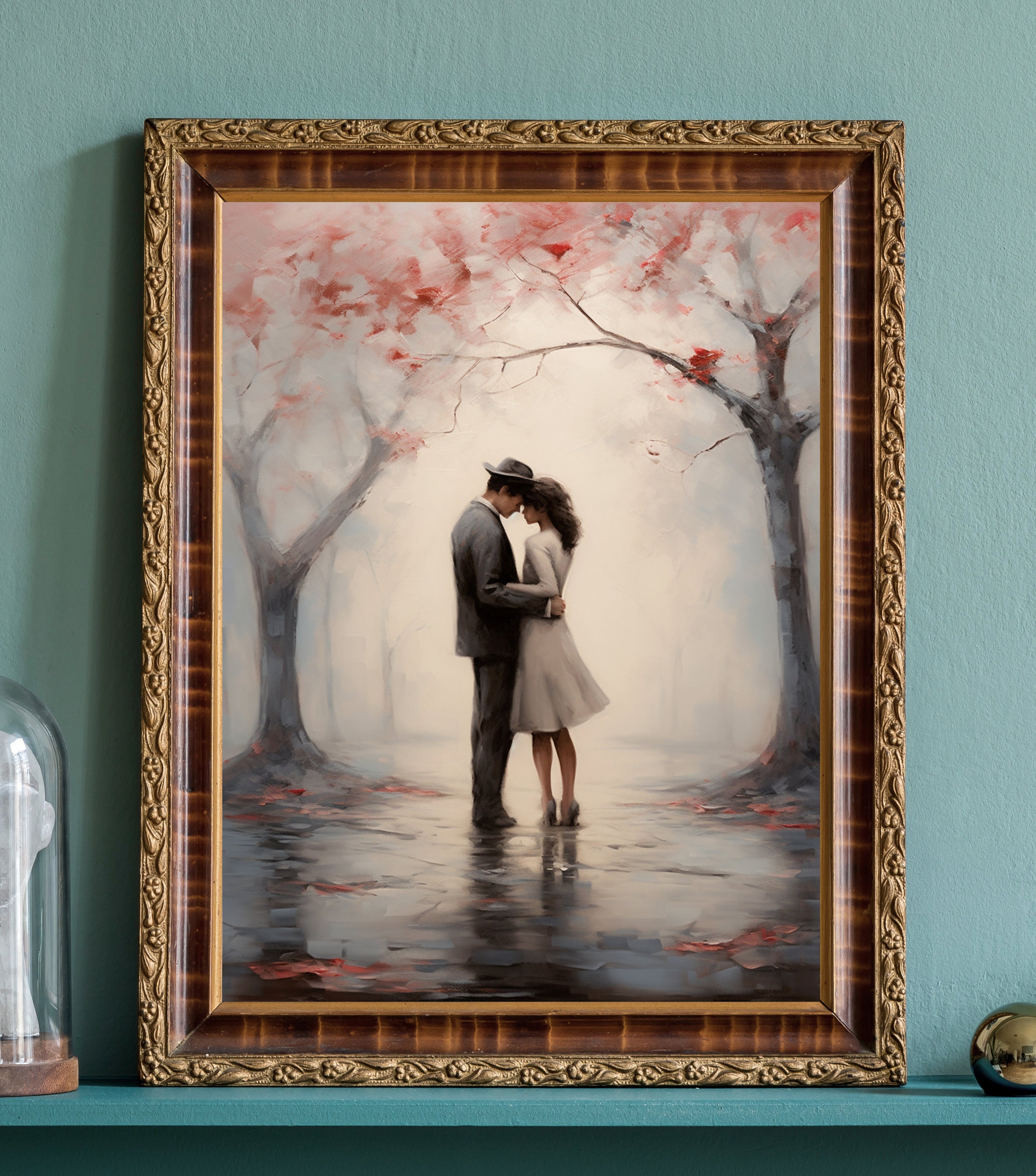 Vintage Romantic Couple Art Print, Valentine Printable Wall Art ...