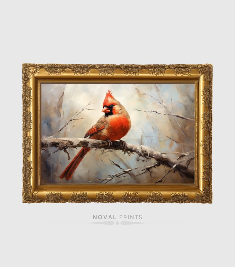 Northern Cardinal Painting, Red Cardinal Oil Painting Bird, Original ...