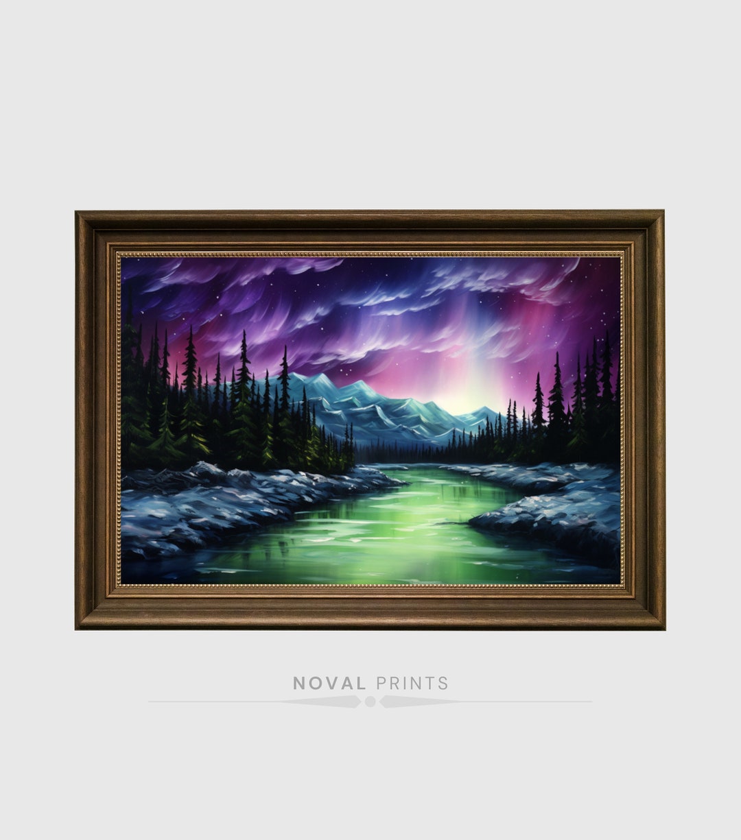 Northern Lights Digital Printable Aurora Borealis Painting Night Sky ...