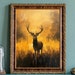 Rustic Deer Painting, Vintage Print, Landscape Painting Cabin Decor ...