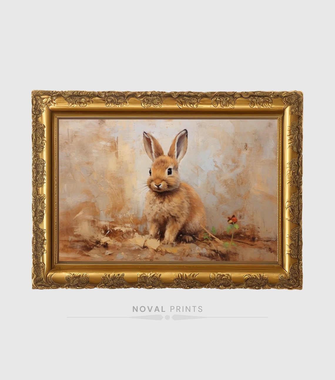 Bunny Rabbit Oil Painting Wall Art, Classic Easter Wall Print, Antique ...